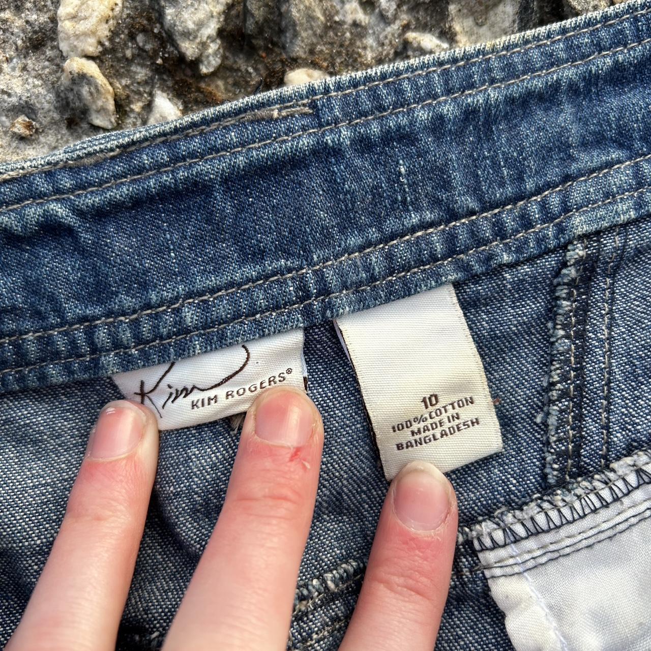 Kim Rogers denim midi skirt with button detailing... | Depop