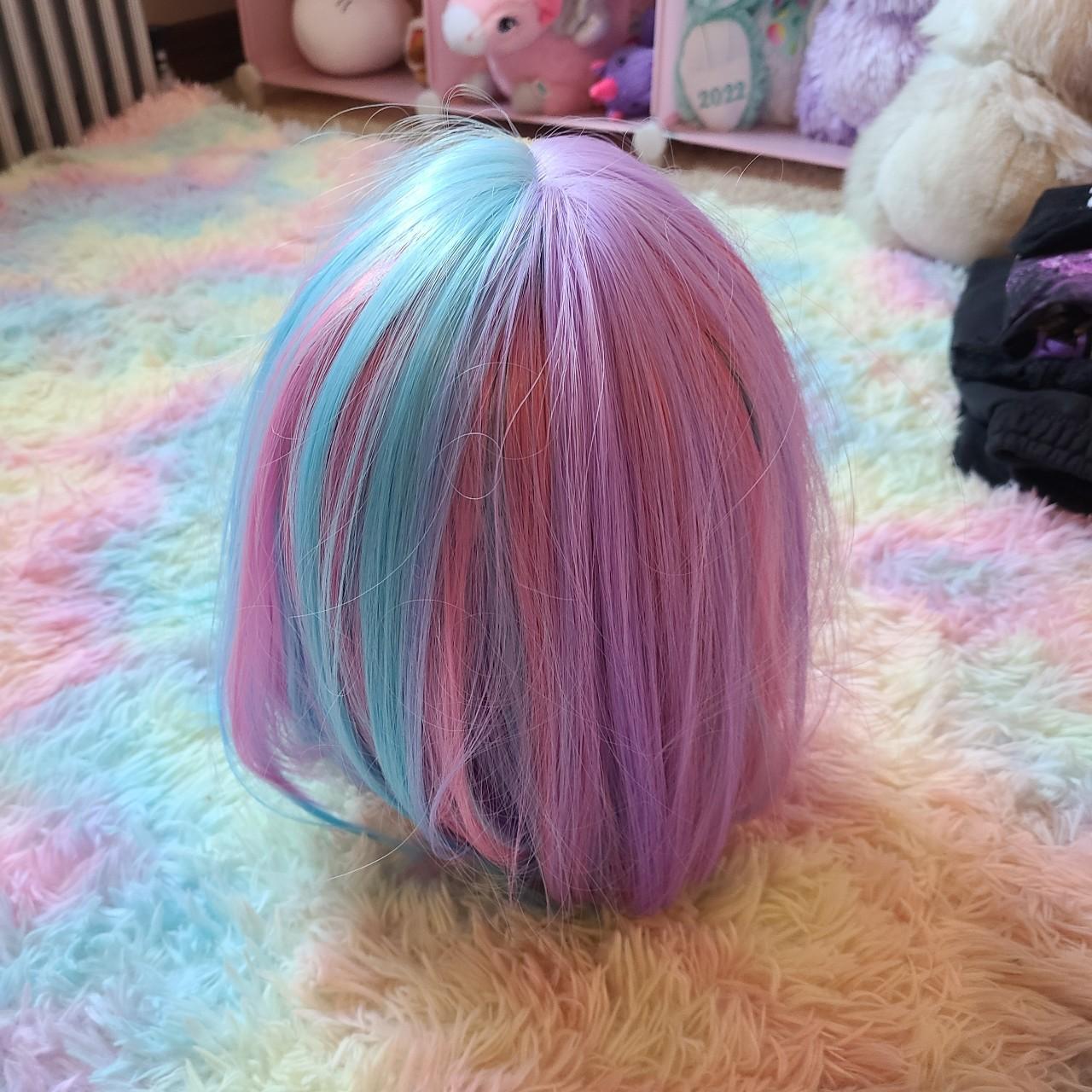 rainbow bob wig. 12 inches in length. never worn,... - Depop