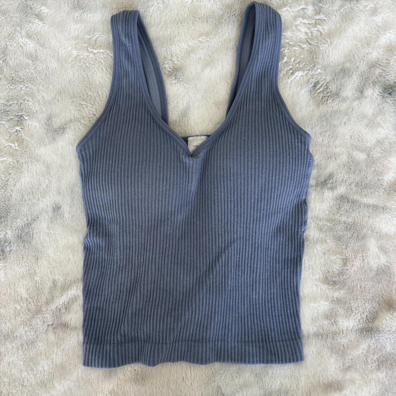 Blue ribbed tank top Fits XS/S Padded #summer... - Depop