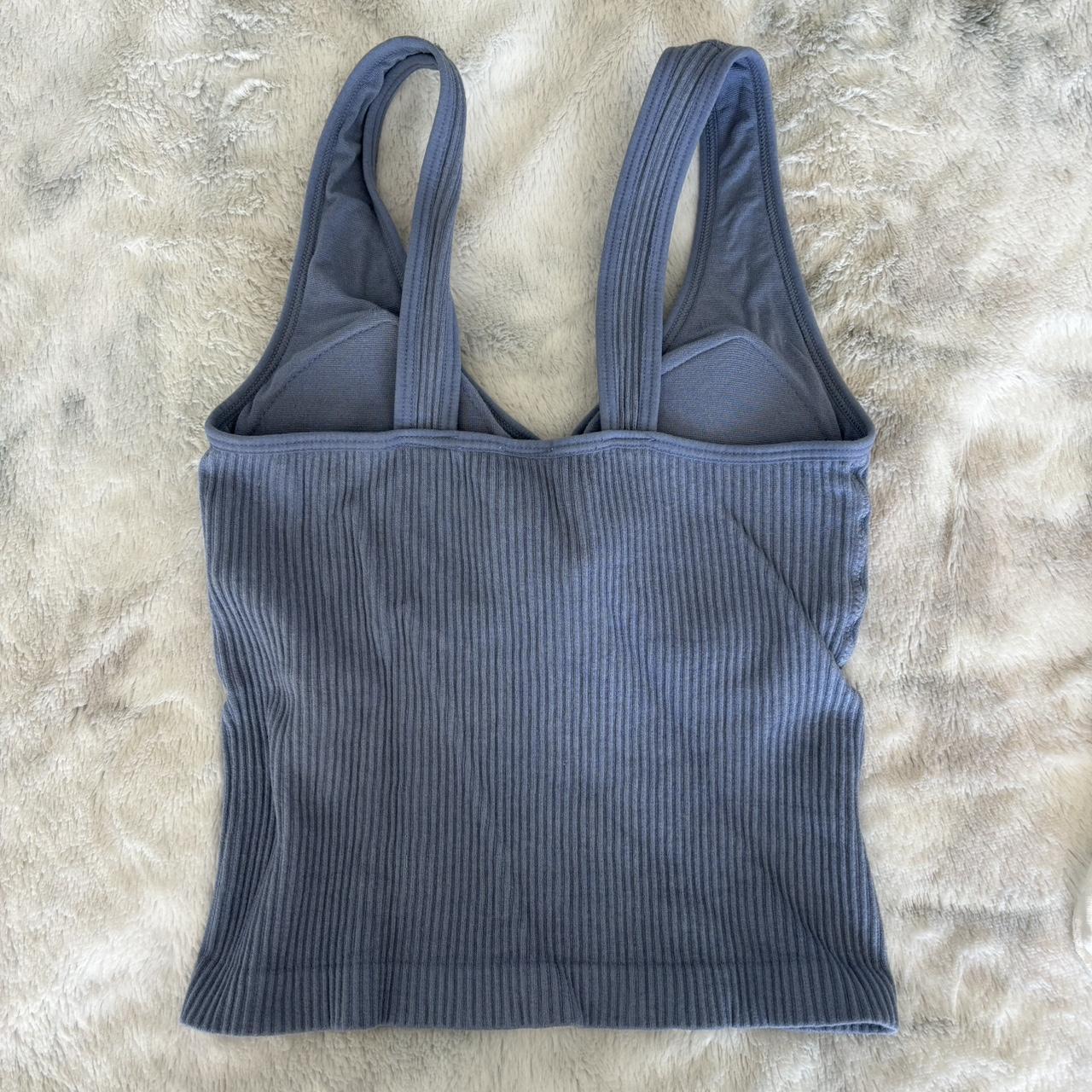 Blue ribbed tank top Fits XS/S Padded #summer... - Depop