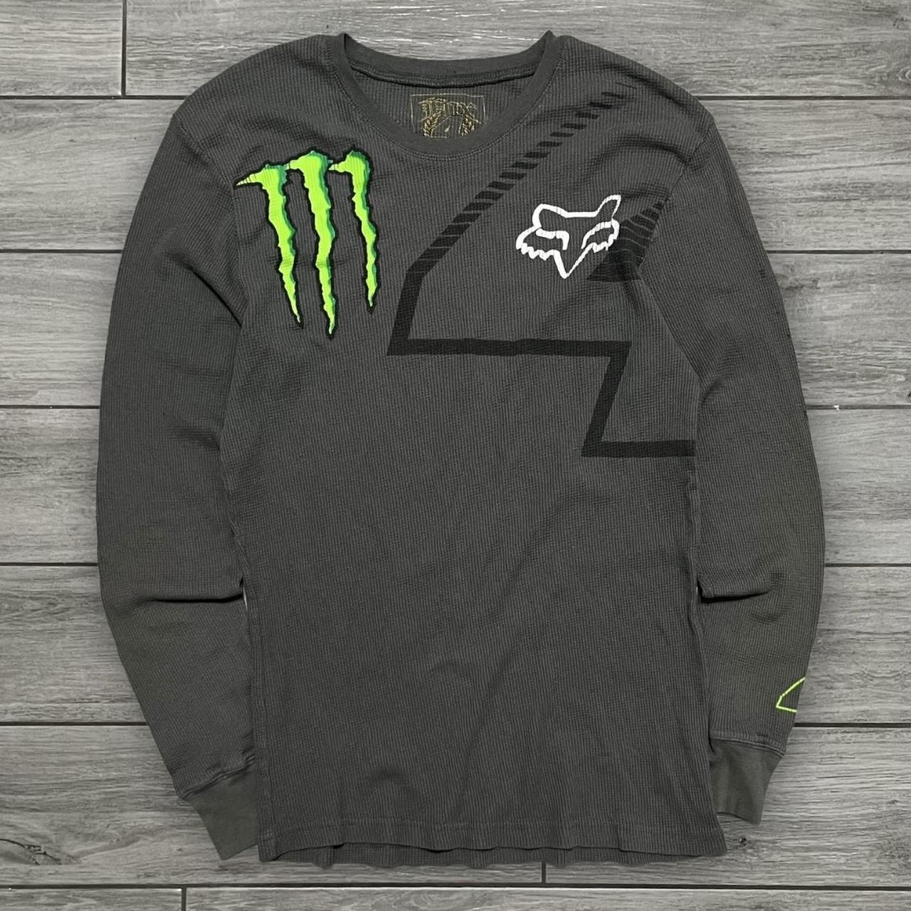 Vintage Y2K Cyber Goth Monster Fox Racing Thermal!... - Depop