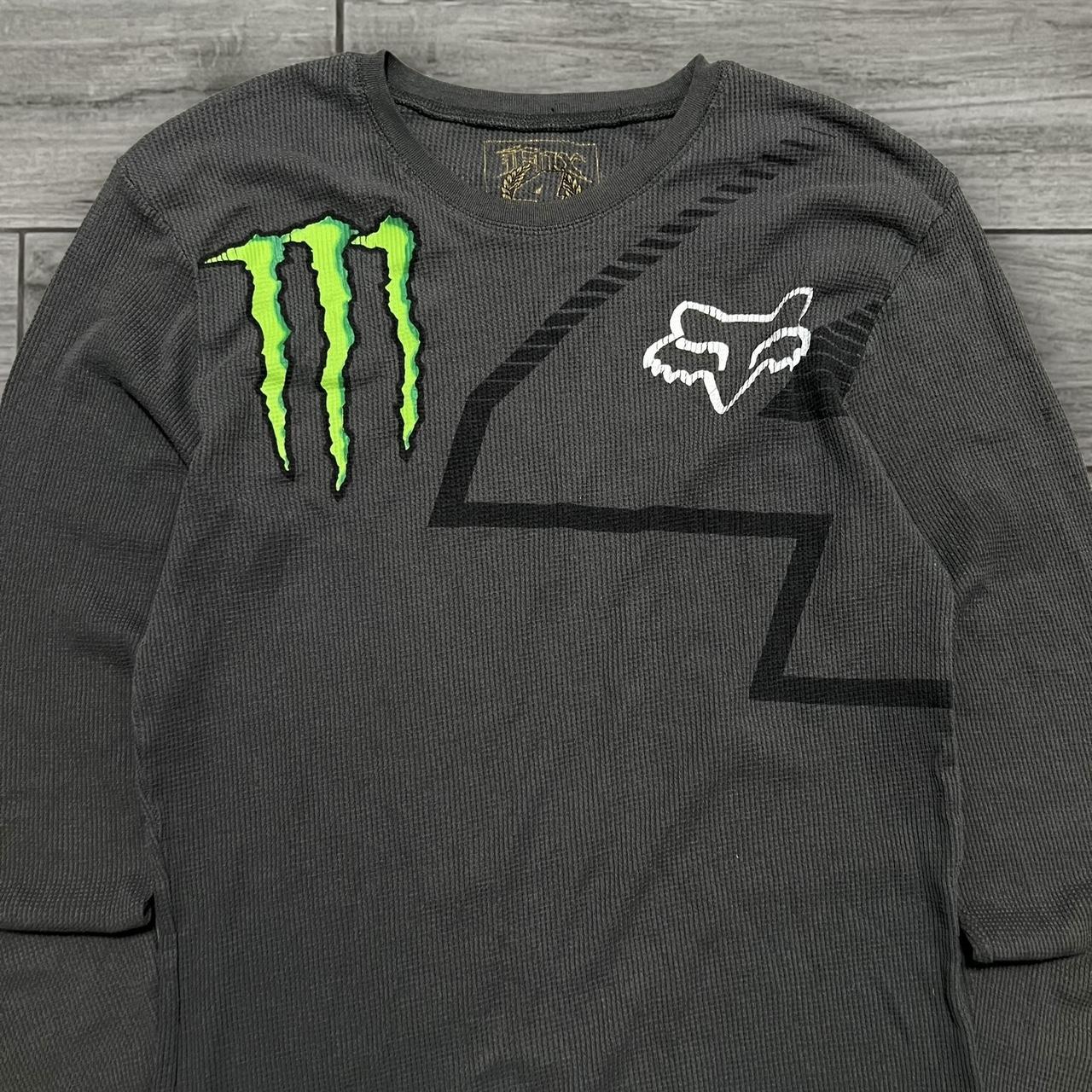 Vintage Y2K Cyber Goth Monster Fox Racing Thermal!... - Depop