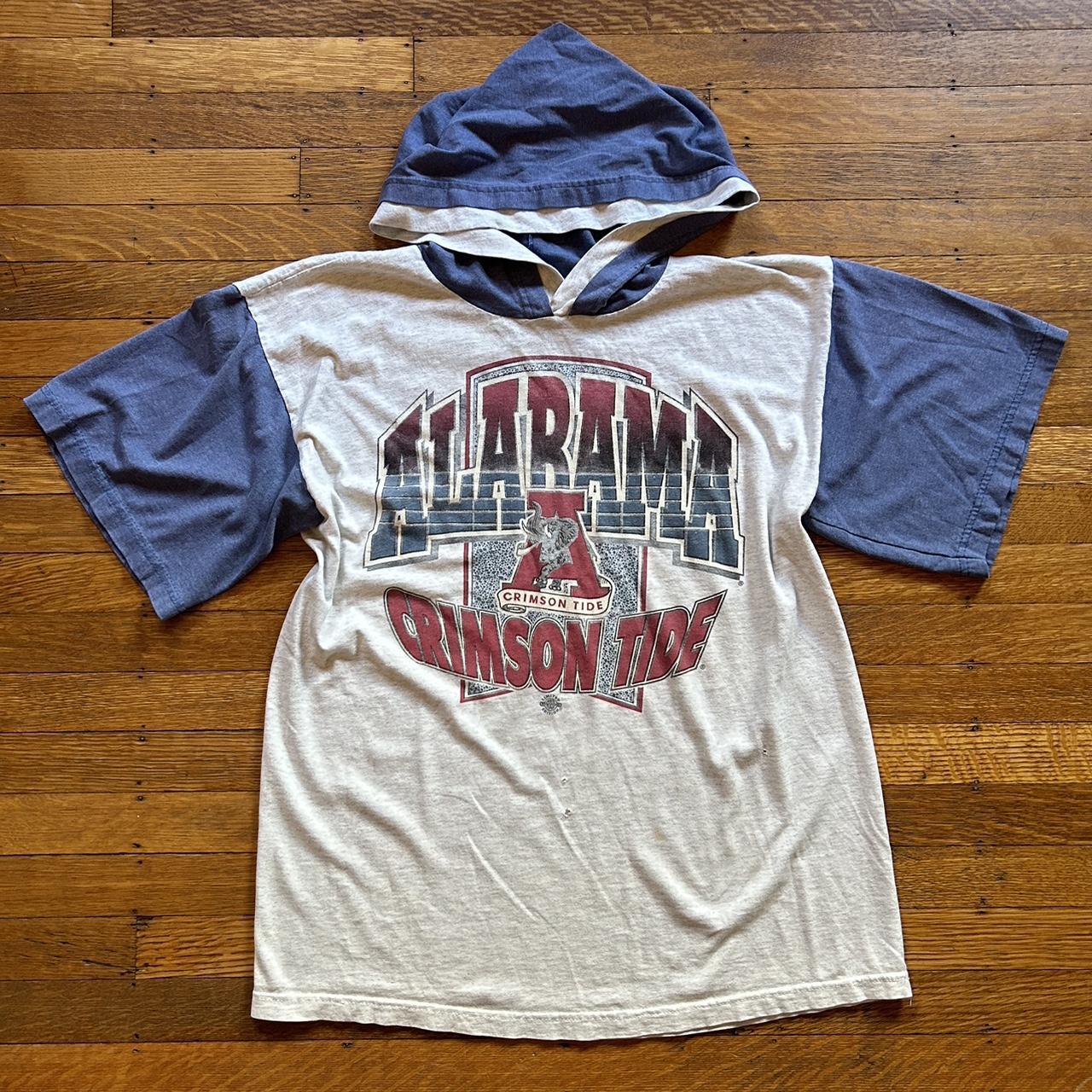 Vintage 90s Alabama crimson ride hooded tee shirt... - Depop