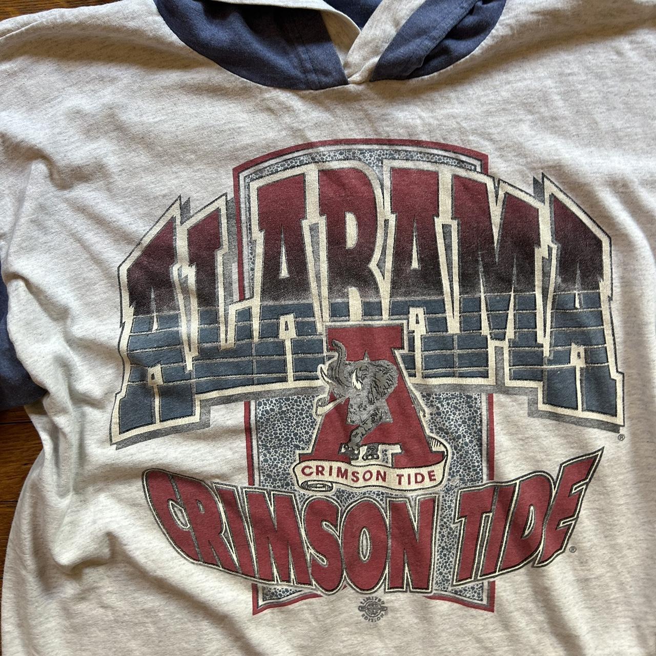 Vintage 90s Alabama crimson ride hooded tee shirt... - Depop