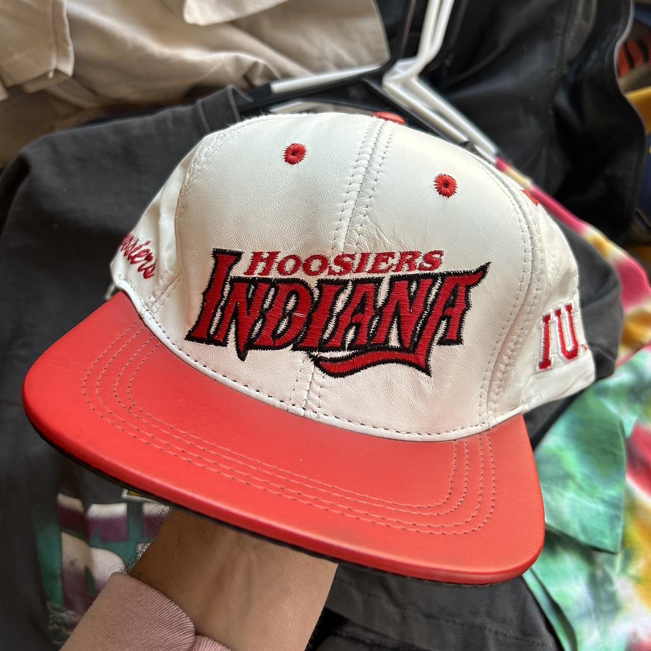 Vintage 90s Indiana university Hoosiers leather... - Depop