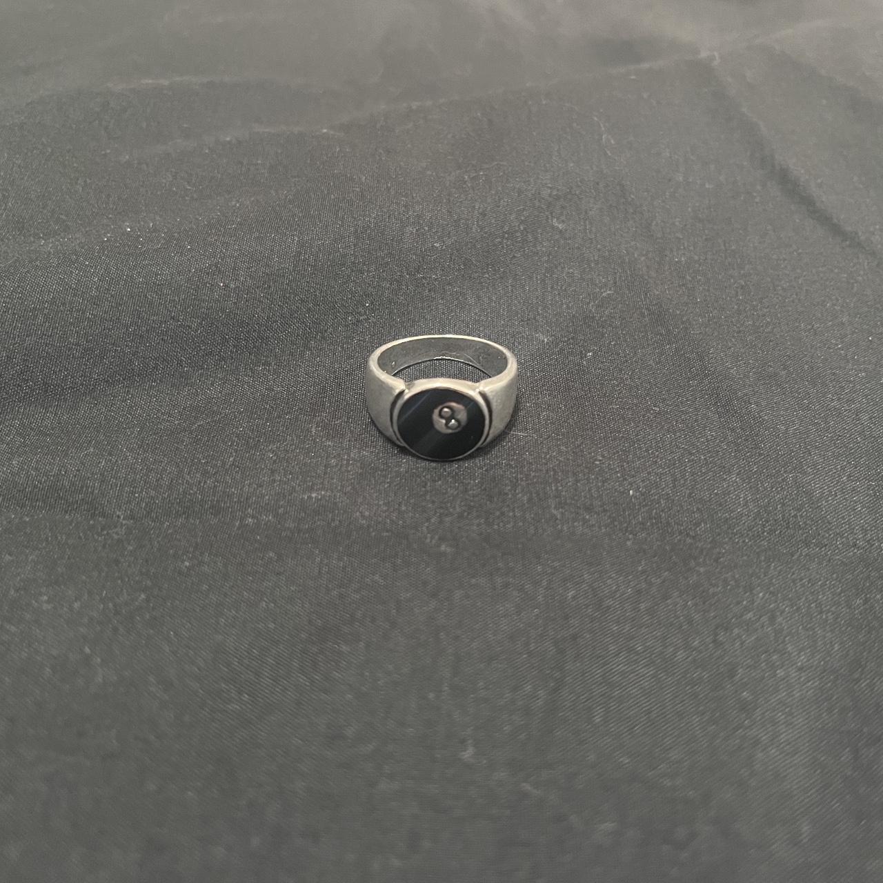 high quality silver y2k men’s 8 ball ring size 9/10... - Depop