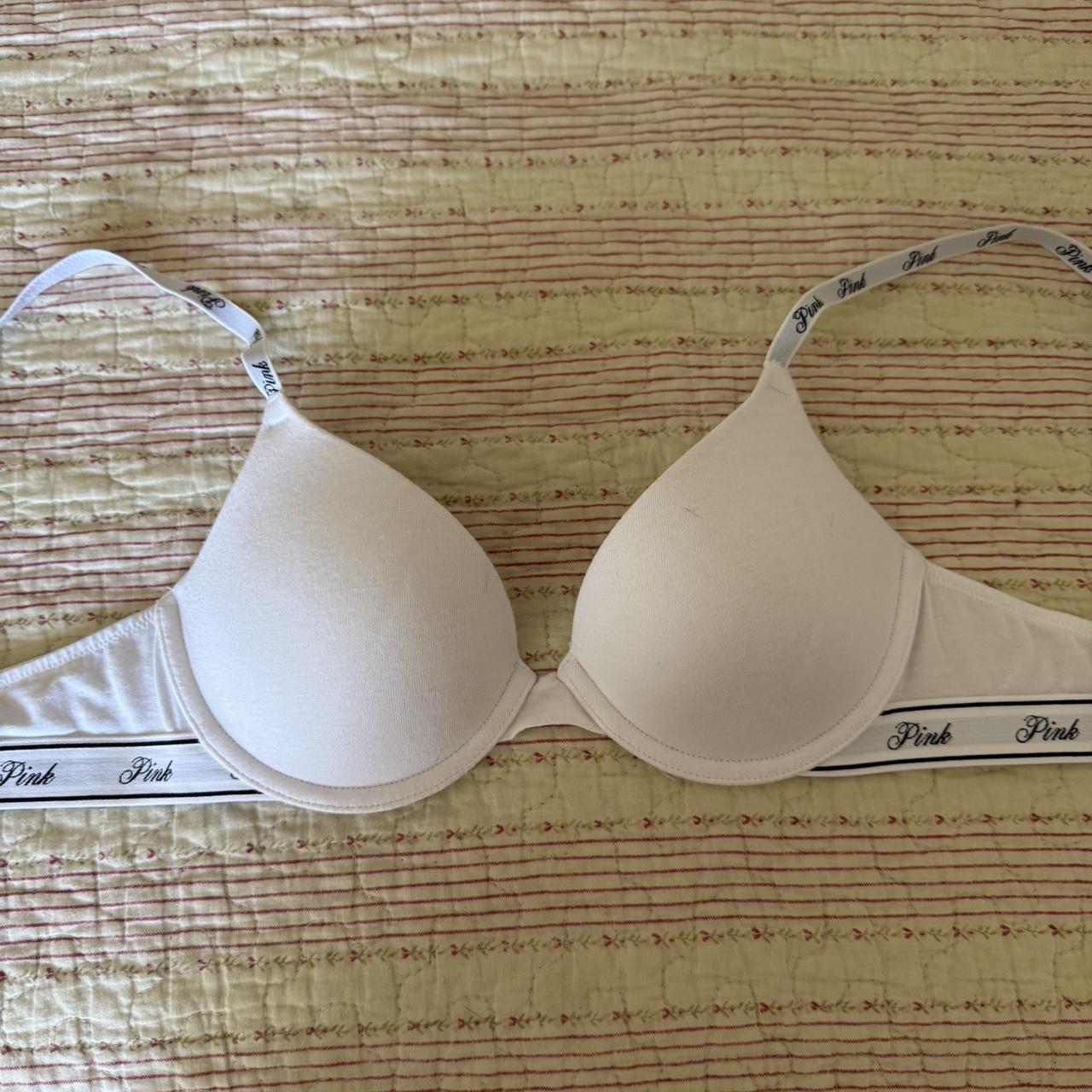 White Victoria's Secret PINK bra -size 32C -never... - Depop