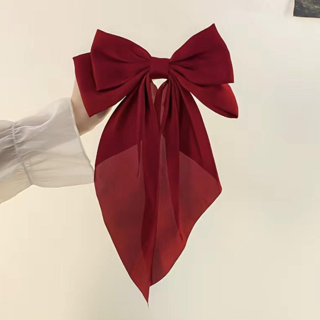 Beautiful red ribbon hair clip - comes with a free... | Depop