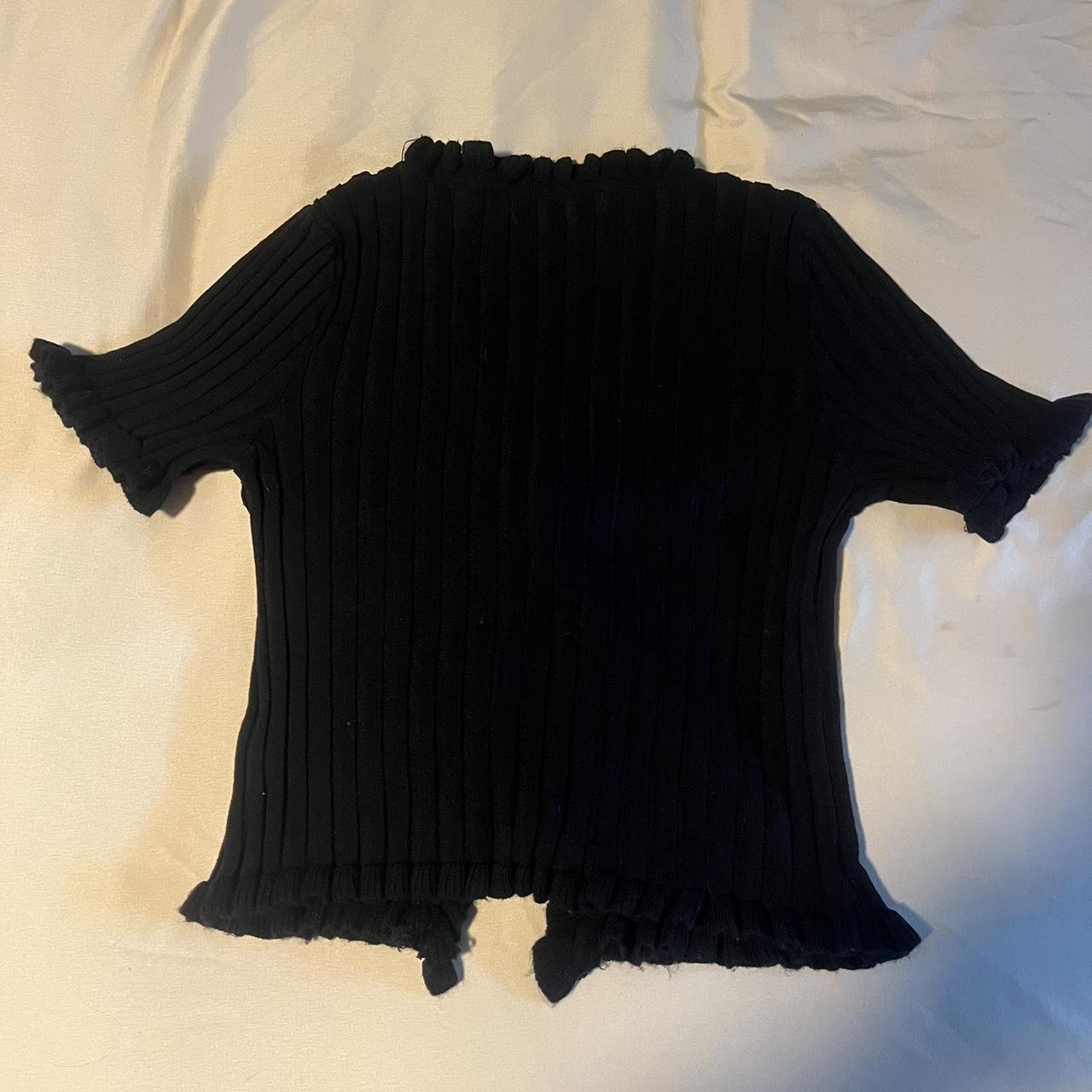 Black ruffle cardigan with button-up front and... | Depop