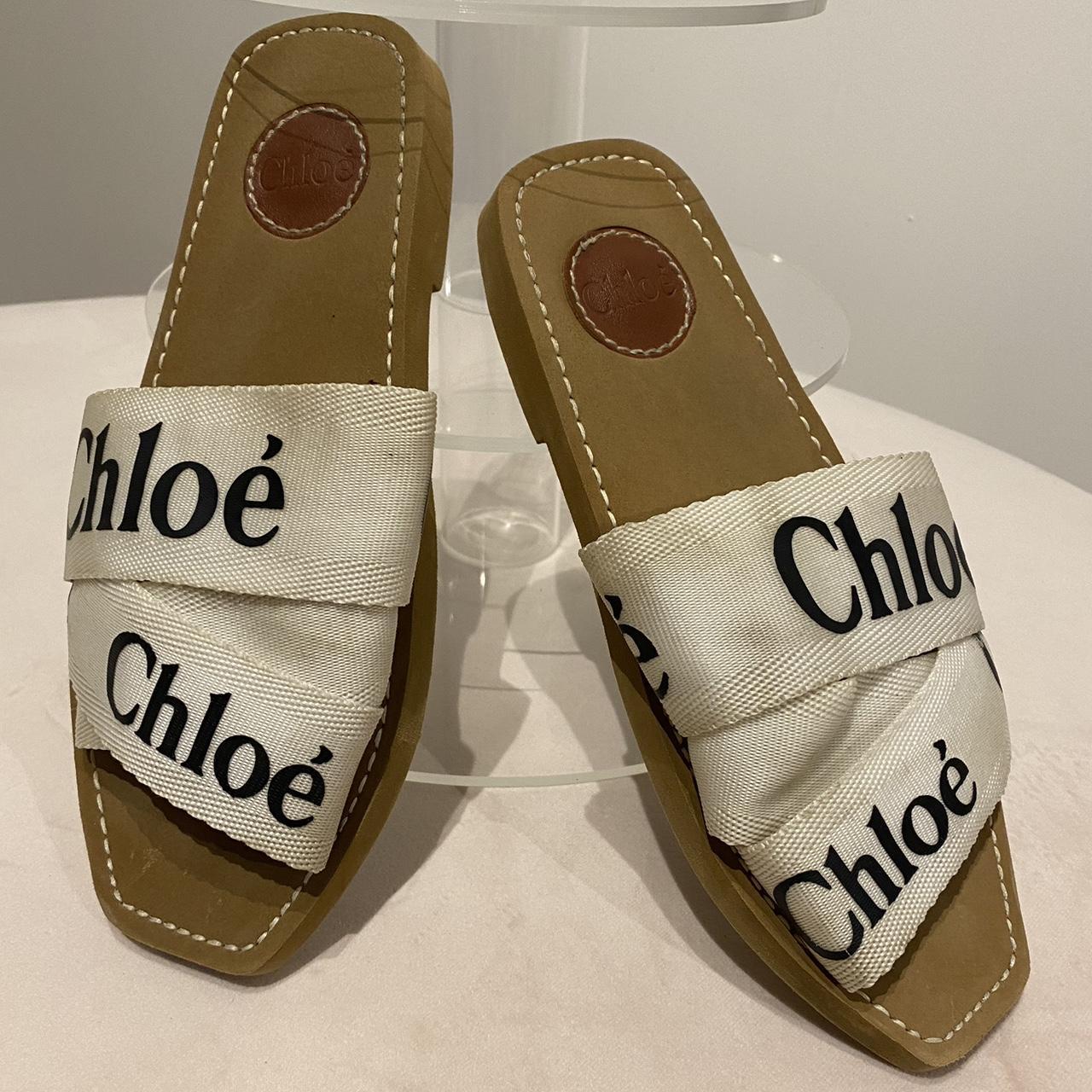Chloé Woody cloth flip-flops size 40 Still in very... - Depop