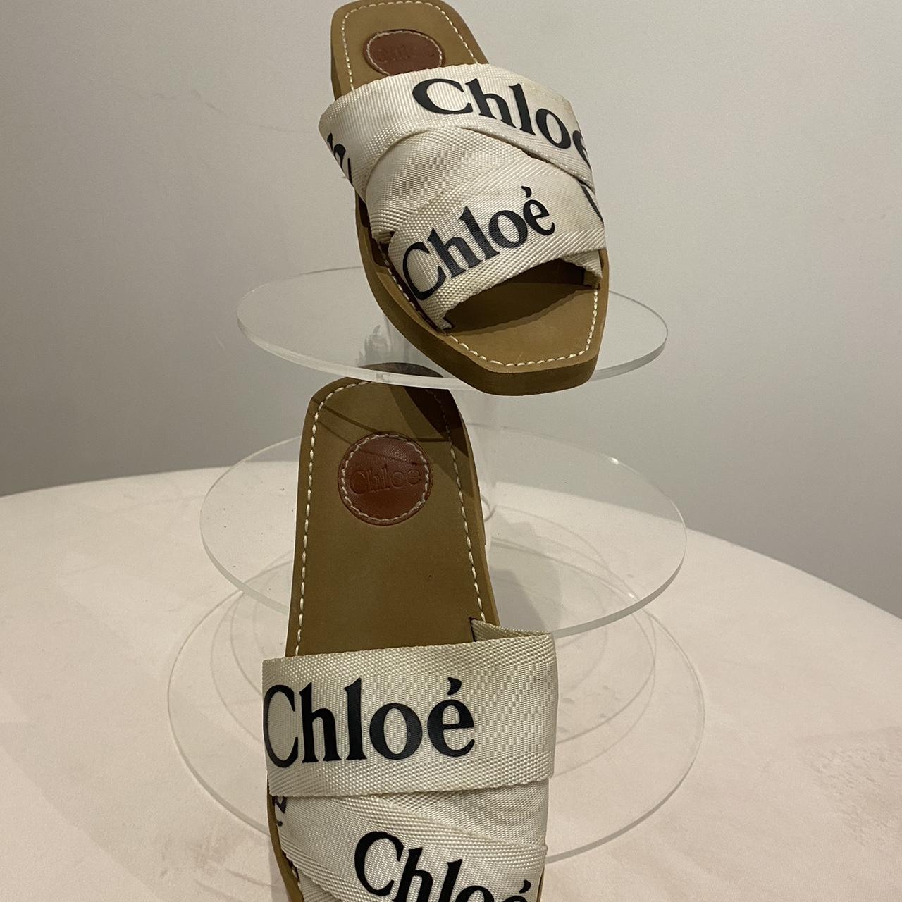 Chloé Woody cloth flip-flops size 40 Still in very... - Depop