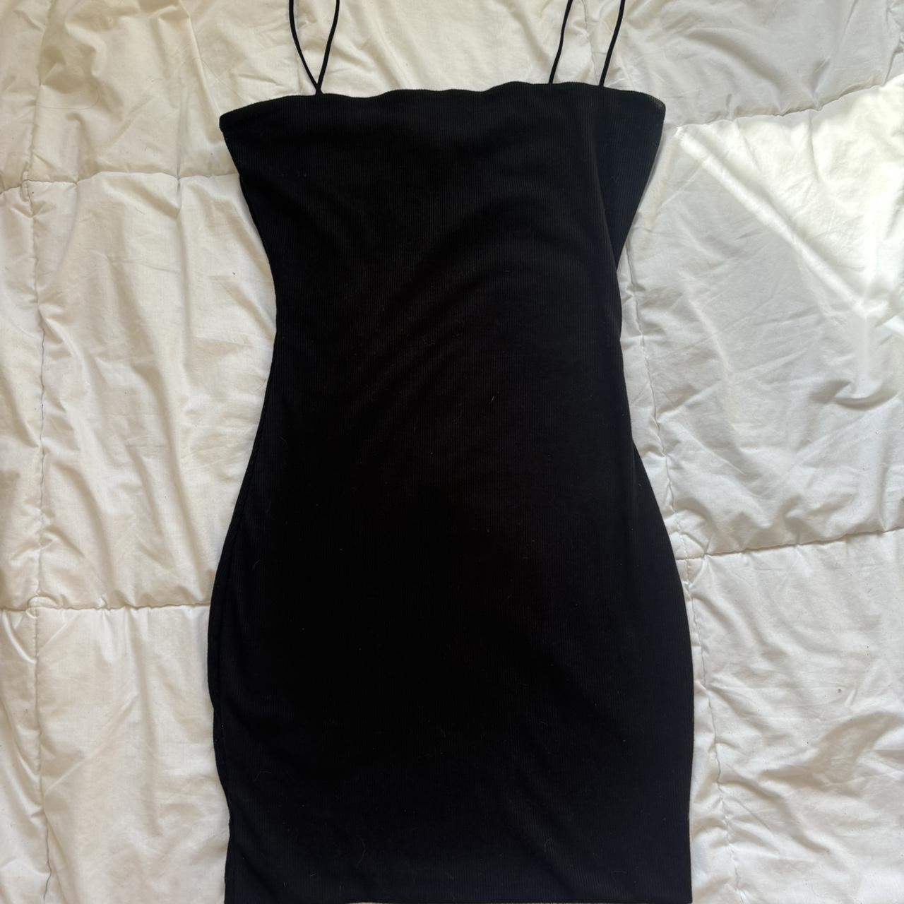 black form fitting mini dress - worn once - super... | Depop