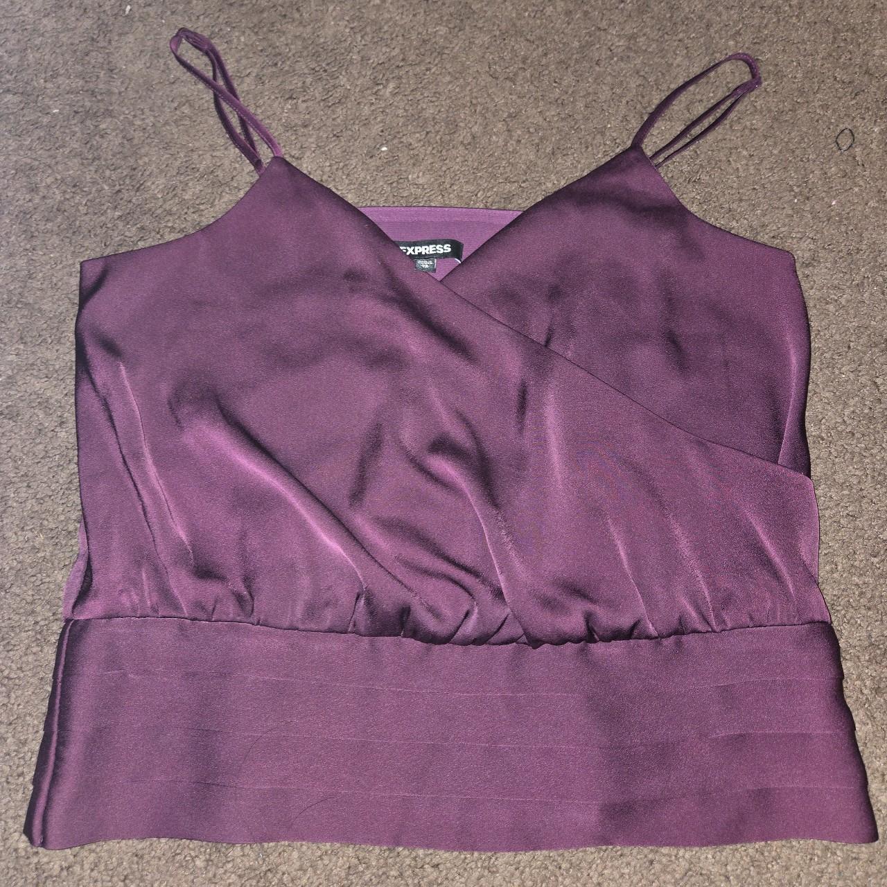 Beautiful purple satin cami top. Fits more of an A/B... - Depop