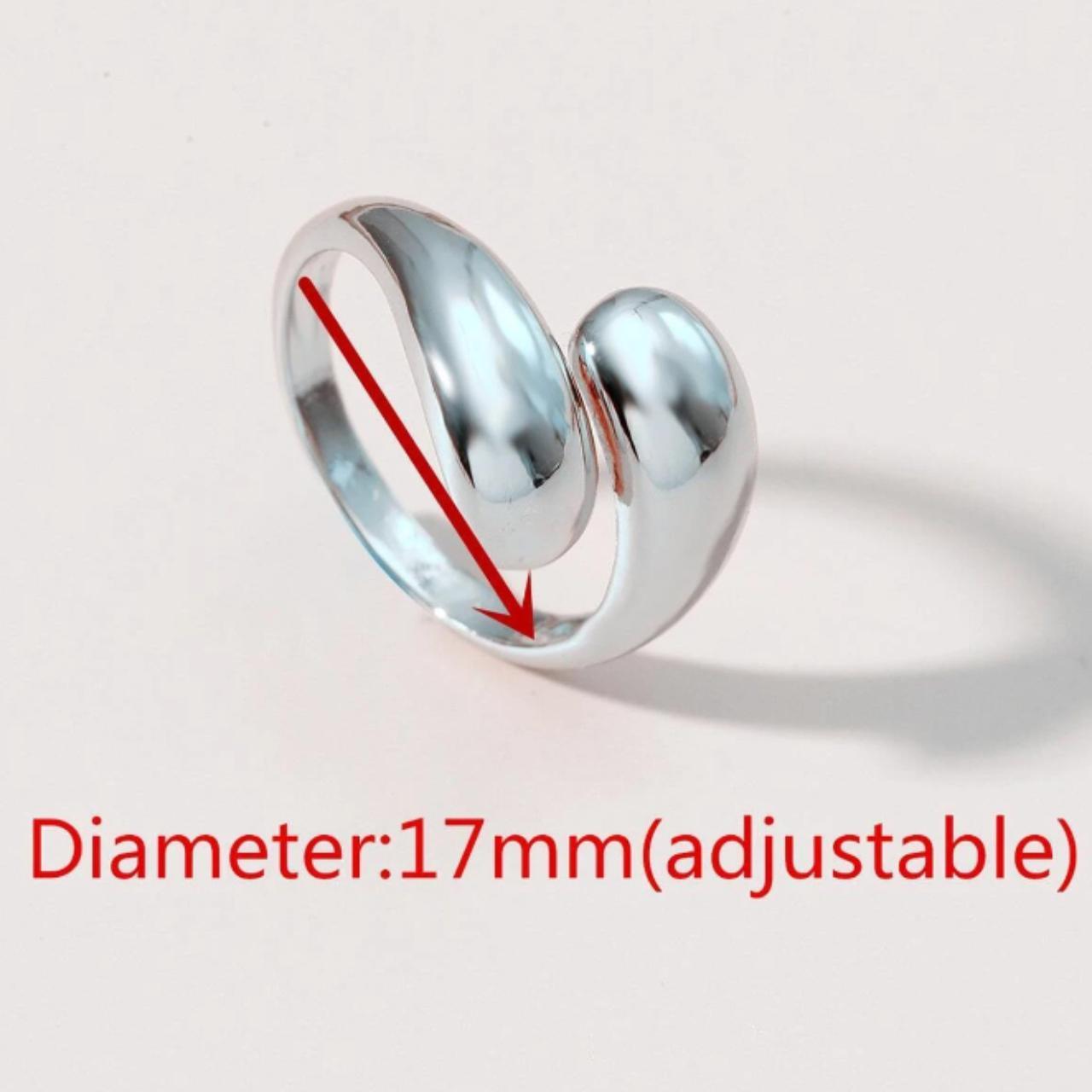 Silver Waterdrop Wraparound Ring - Adjustable - Depop