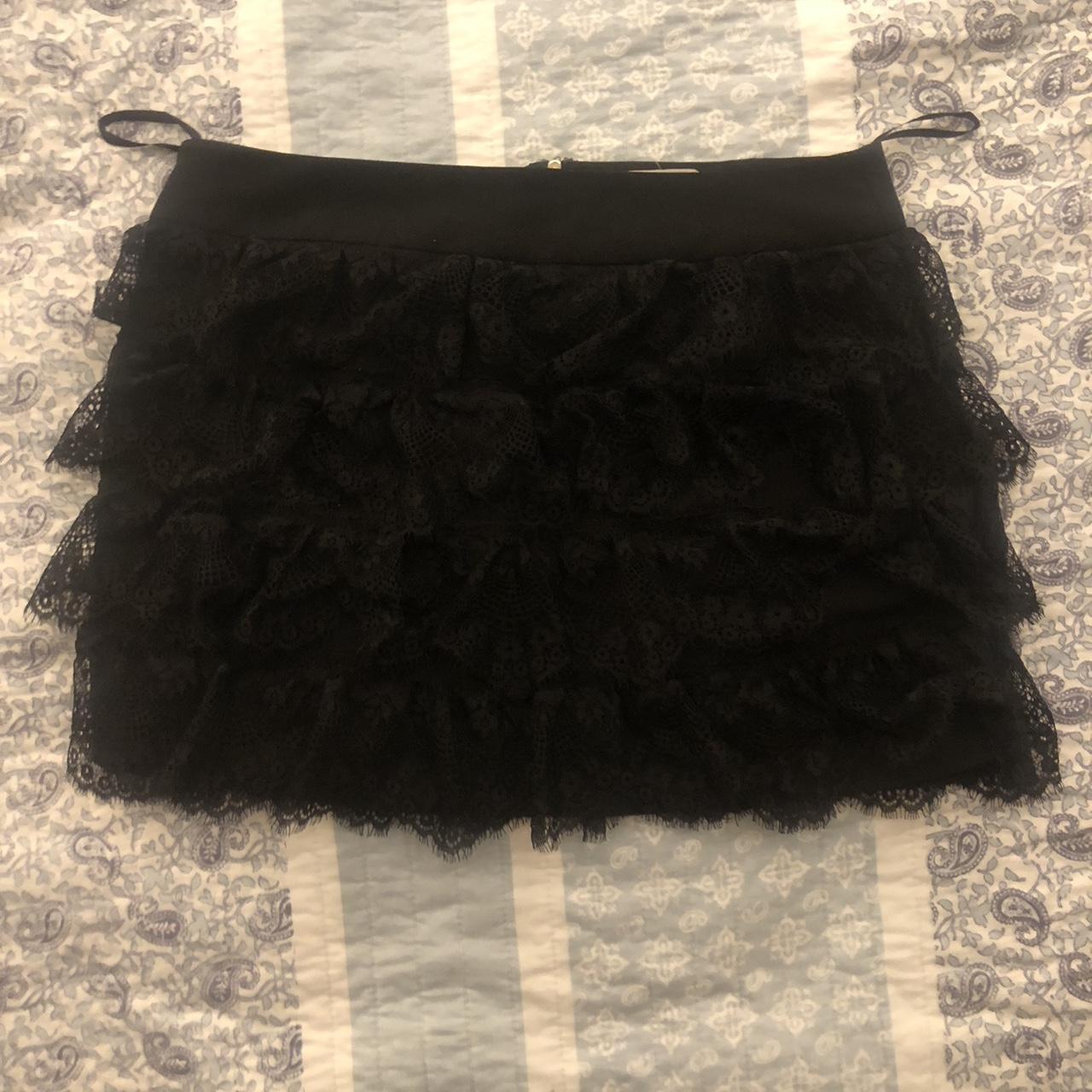 Black lace ruffle skirt with zipper in back. NOT... - Depop