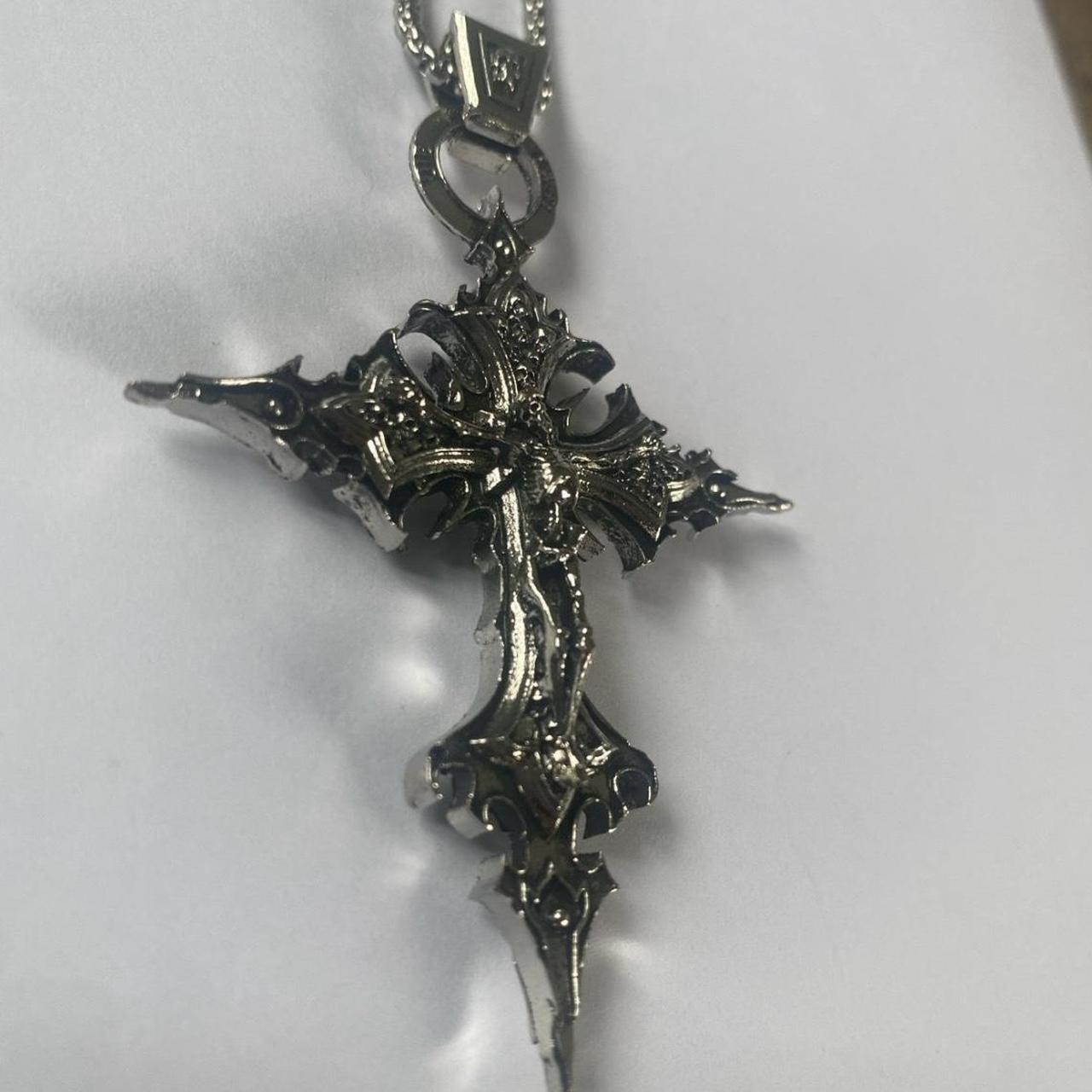 cross necklace y2k necklace / chain punk grunge... - Depop