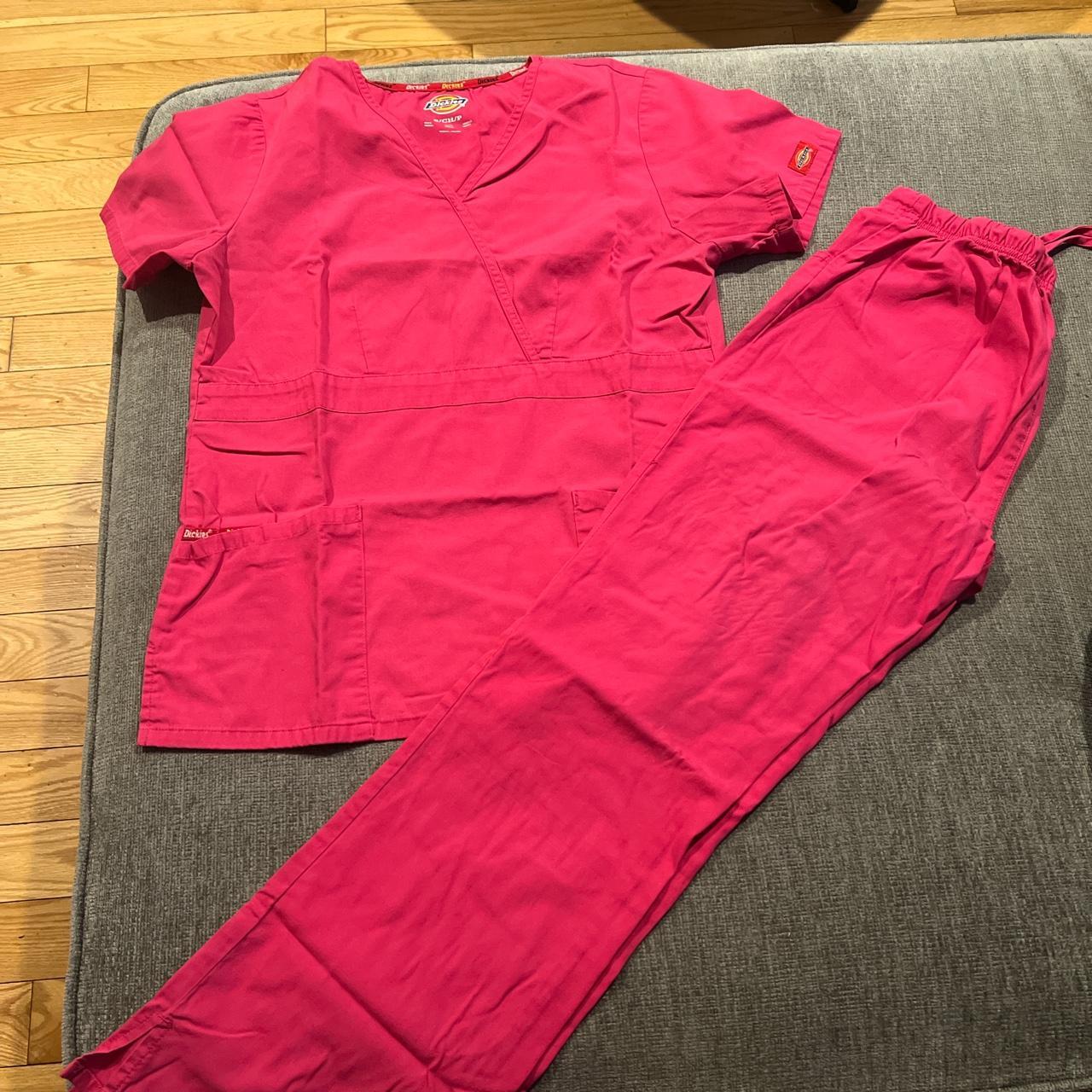Dickies pink scrub set. Shirt size small Pants size... - Depop