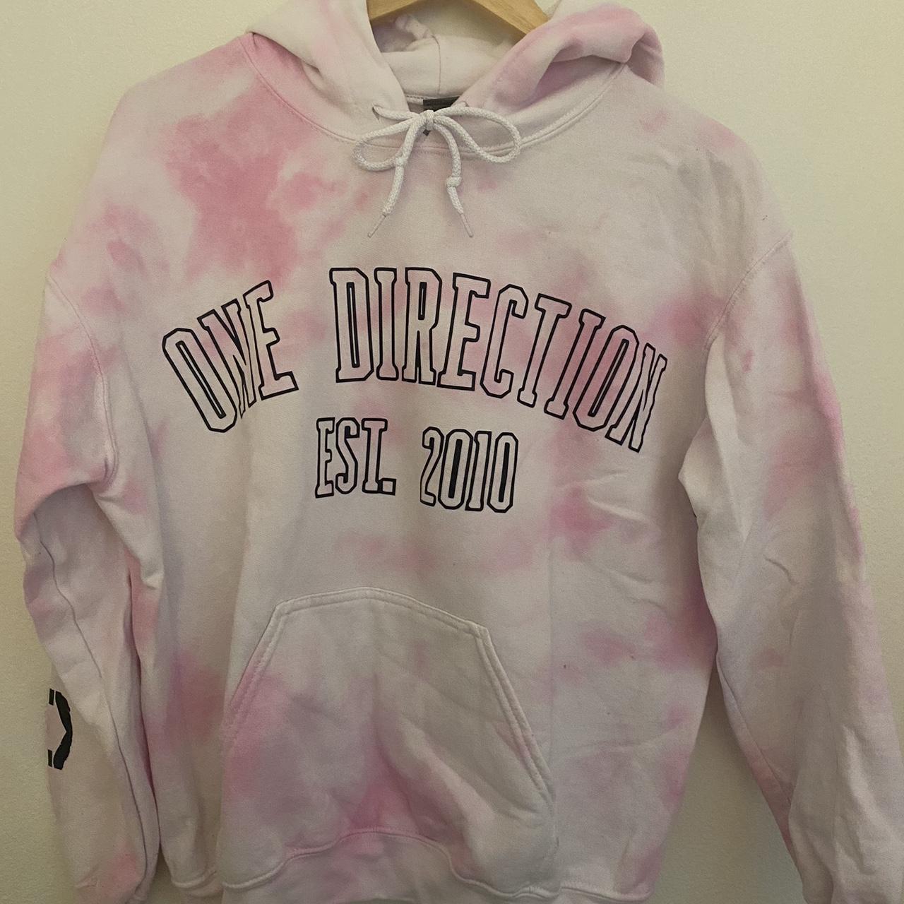Pink tie dye One Direction hoodie - Depop