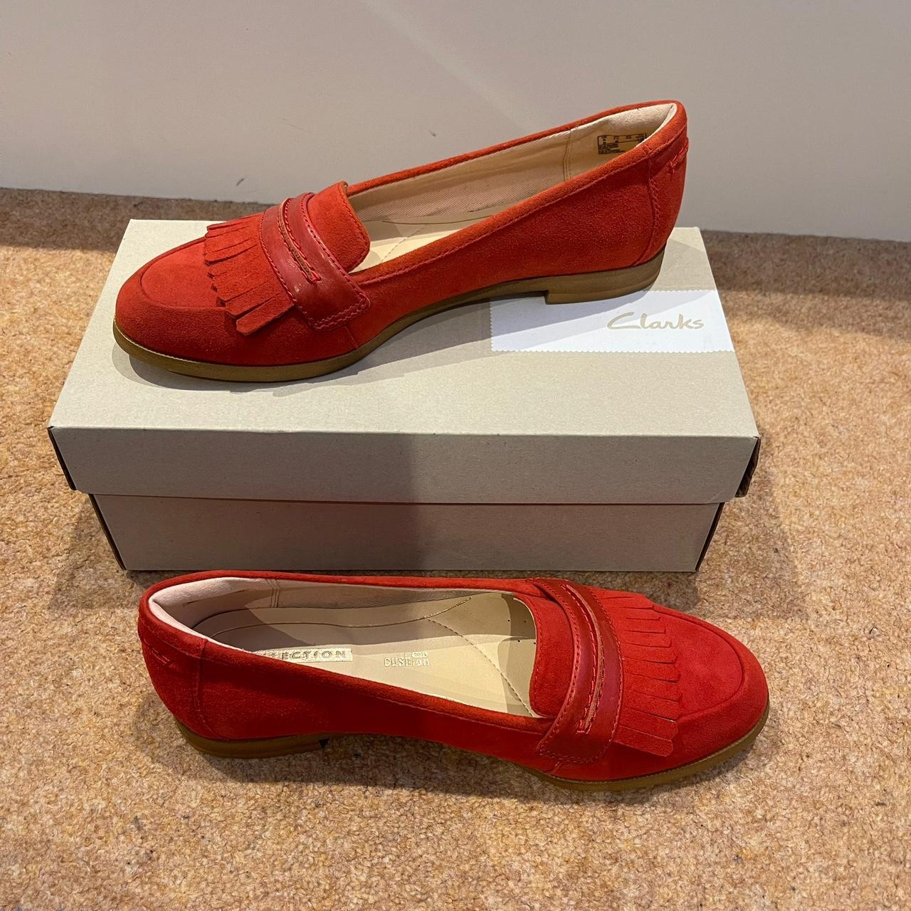 Red Loafer Smart Slip On Shoe Clarks Brand New Depop