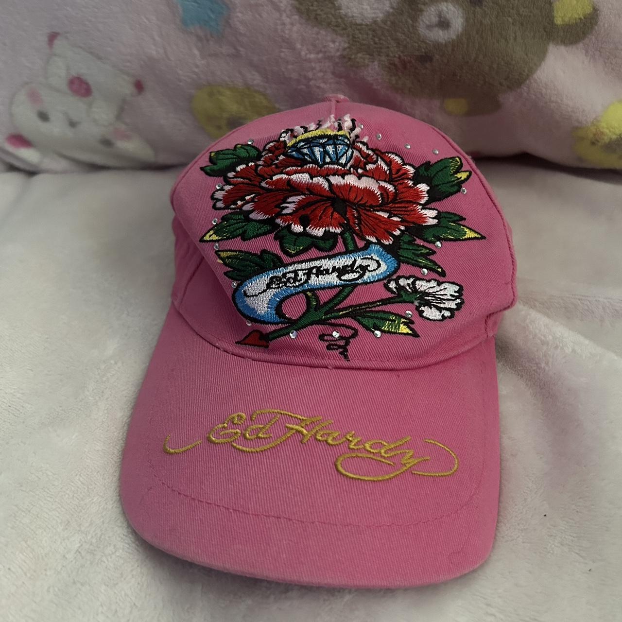 hot pink ed hardy hat :D #edhardy #2000s #mcbling... - Depop