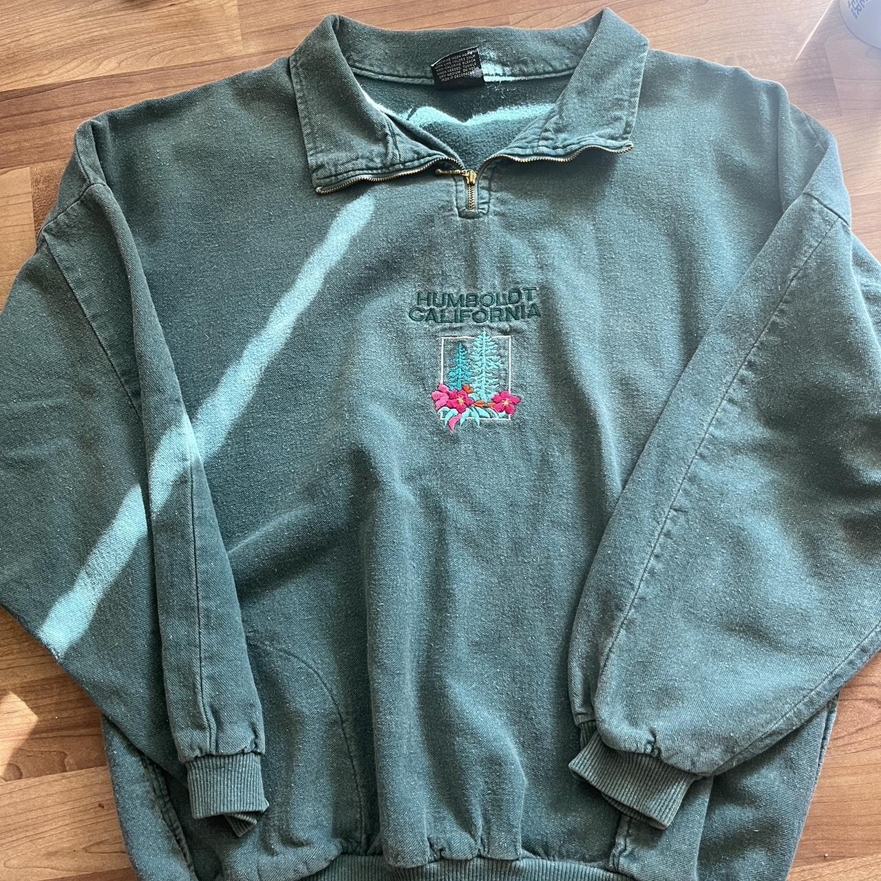 super worn vintage quarter zip. embroidered front.... - Depop
