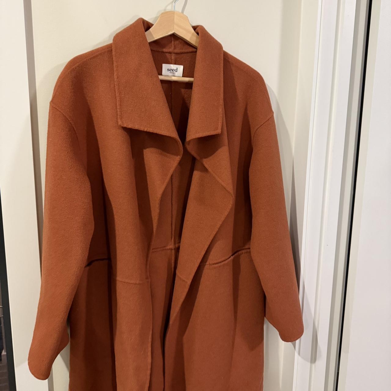 Seed heritage double-sided wool coat with pockets... | Depop