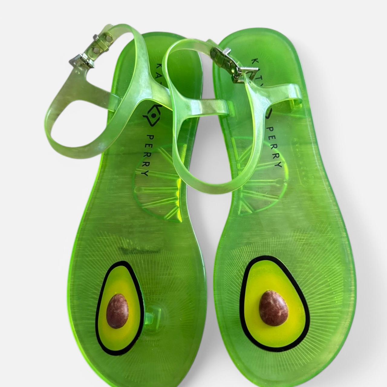 Katy Perry Green avocado jelly flat sandals size 7... | Depop