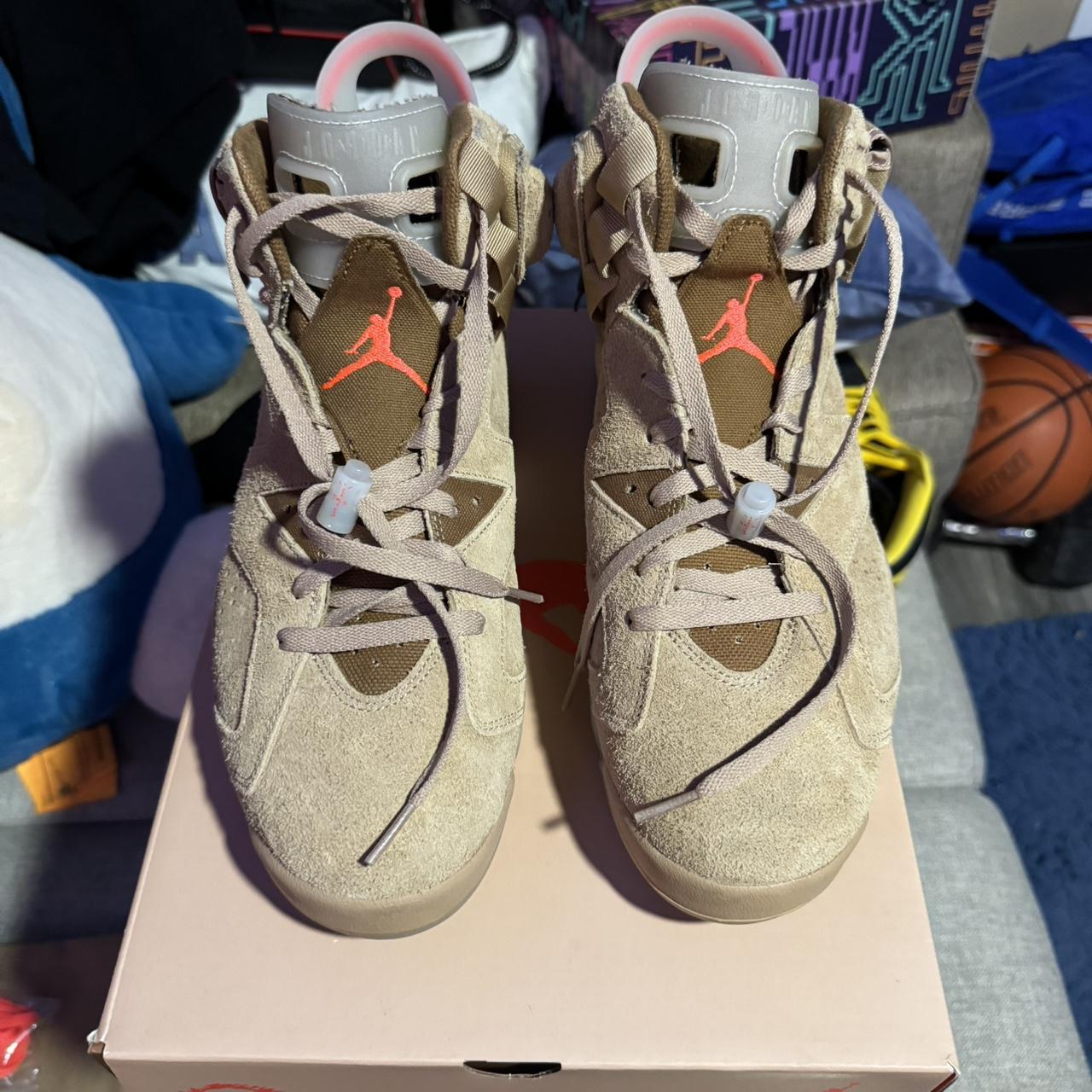 Air jordan retro 6s travis scott khaki worn twice... | Depop