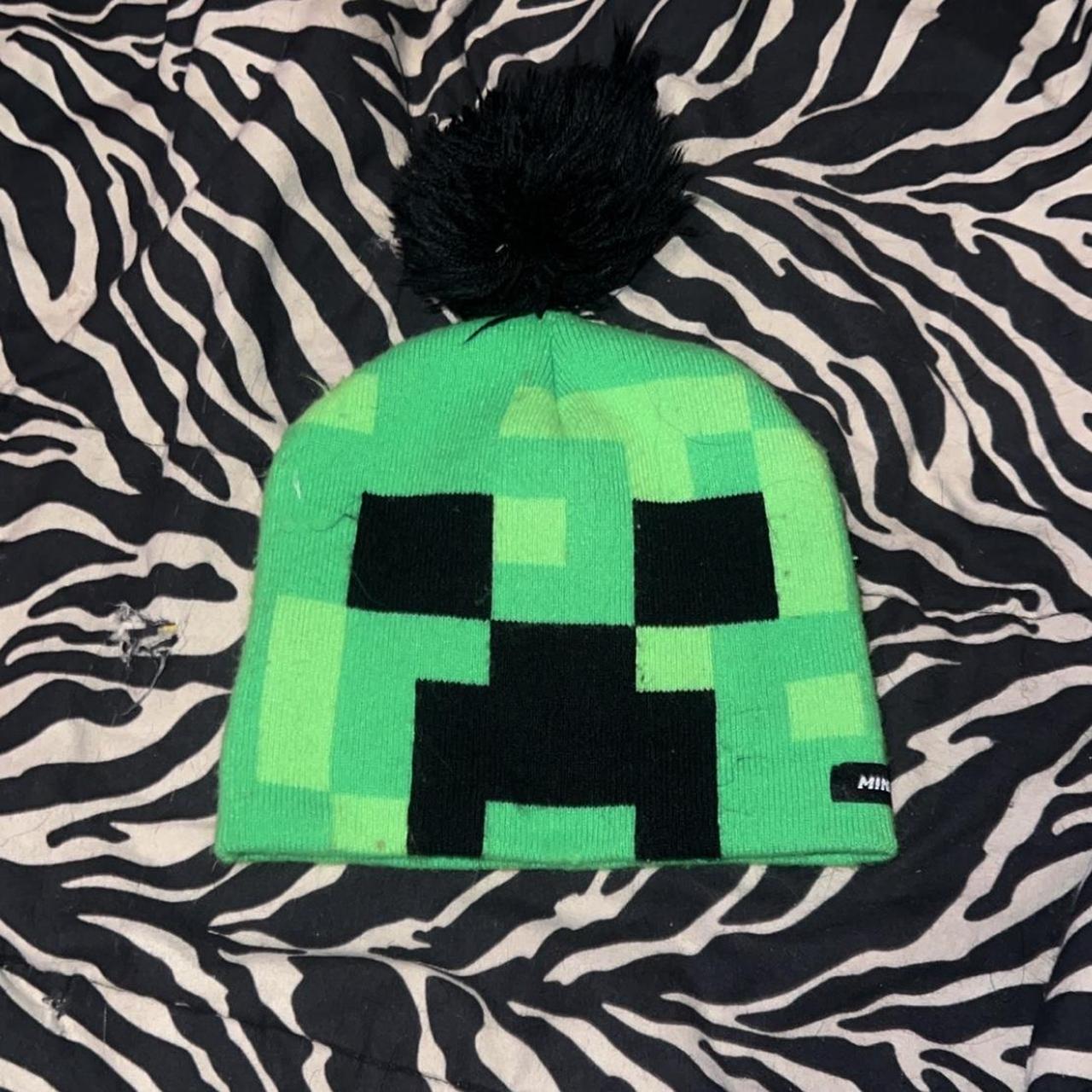 Super sick Minecraft creeper Pom-pom beanie! (One... - Depop