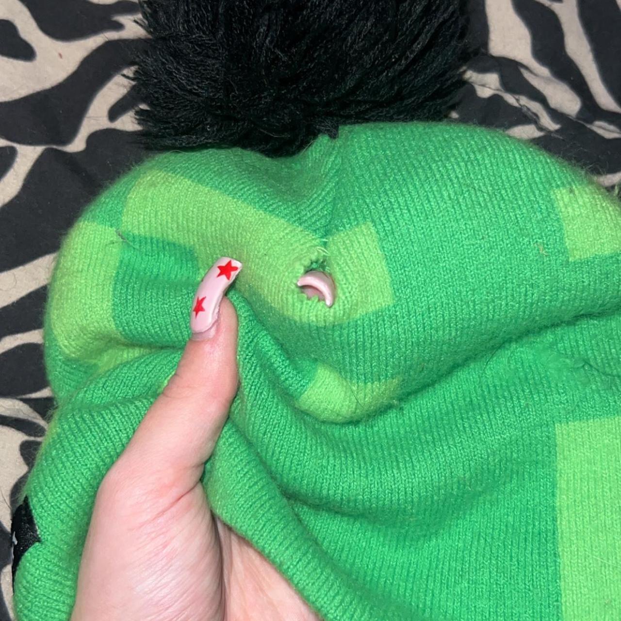 Super sick Minecraft creeper Pom-pom beanie! (One... - Depop