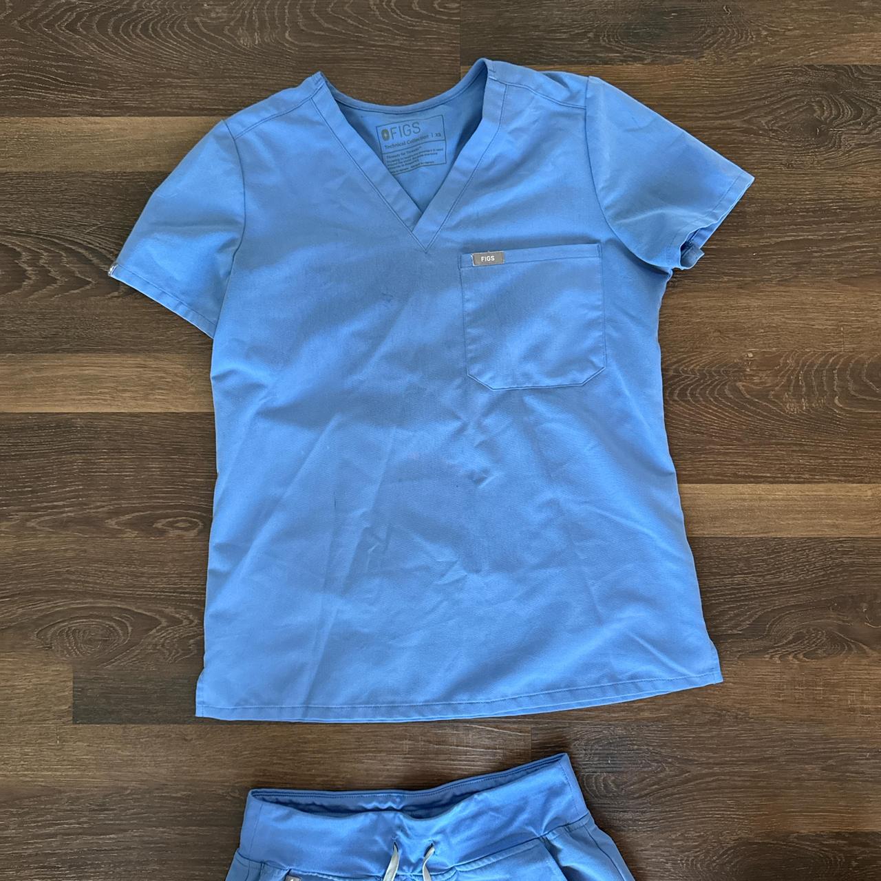 size xs ceil blue figs, regular length jogger style... | Depop