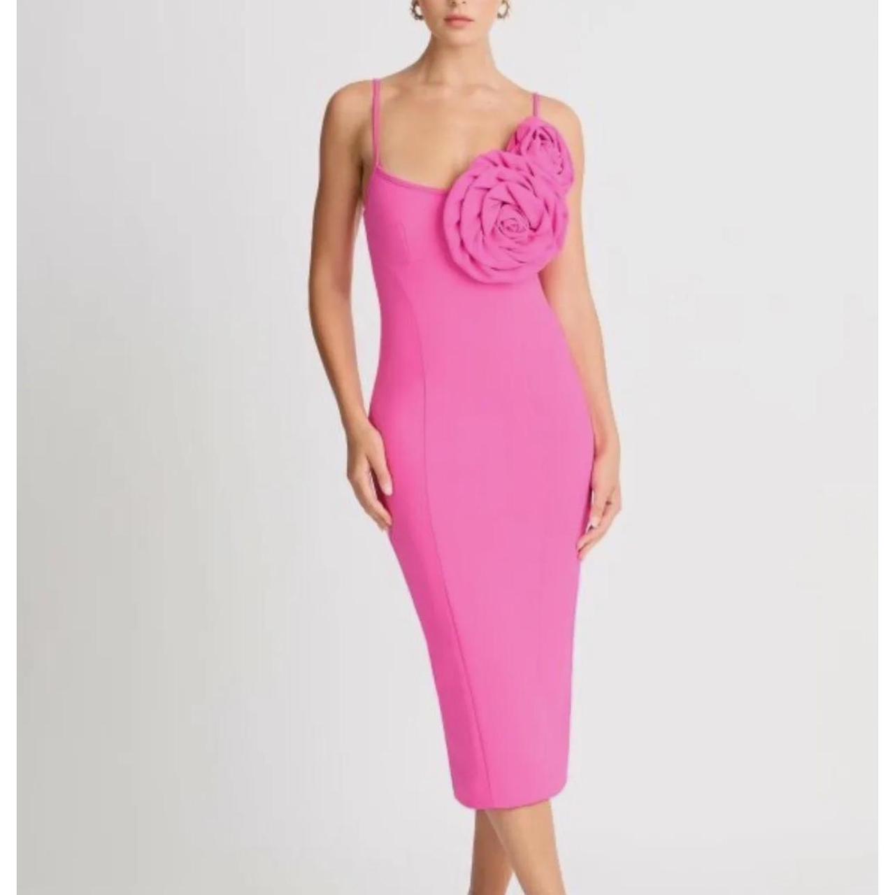 Pink Sheike dress in size 8 with gorgeous flowers. ... - Depop