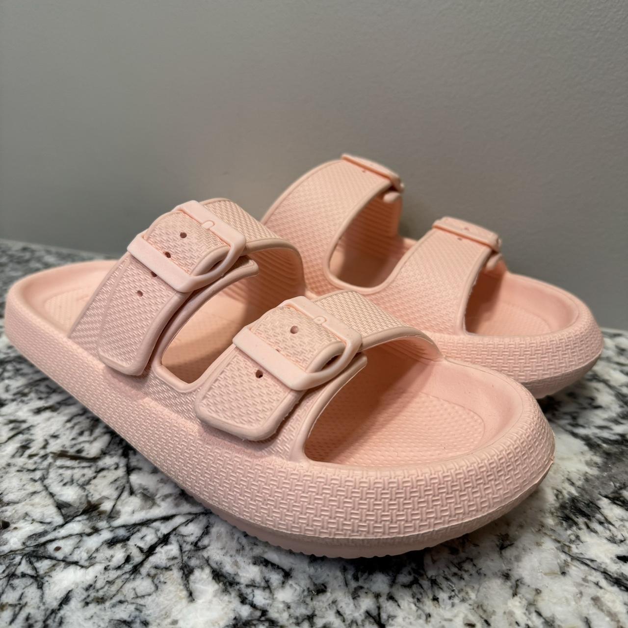 Cute and comfy light pink J. slide rubber sandals... - Depop