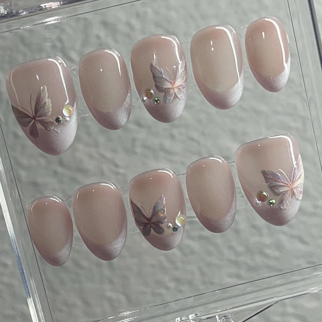 Butterfly French tips ~ Ready to ship! Size medium... | Depop