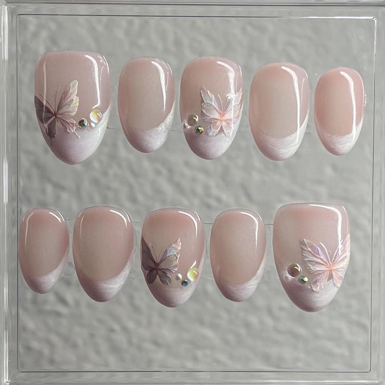 Butterfly French tips ~ Ready to ship! Size medium... | Depop