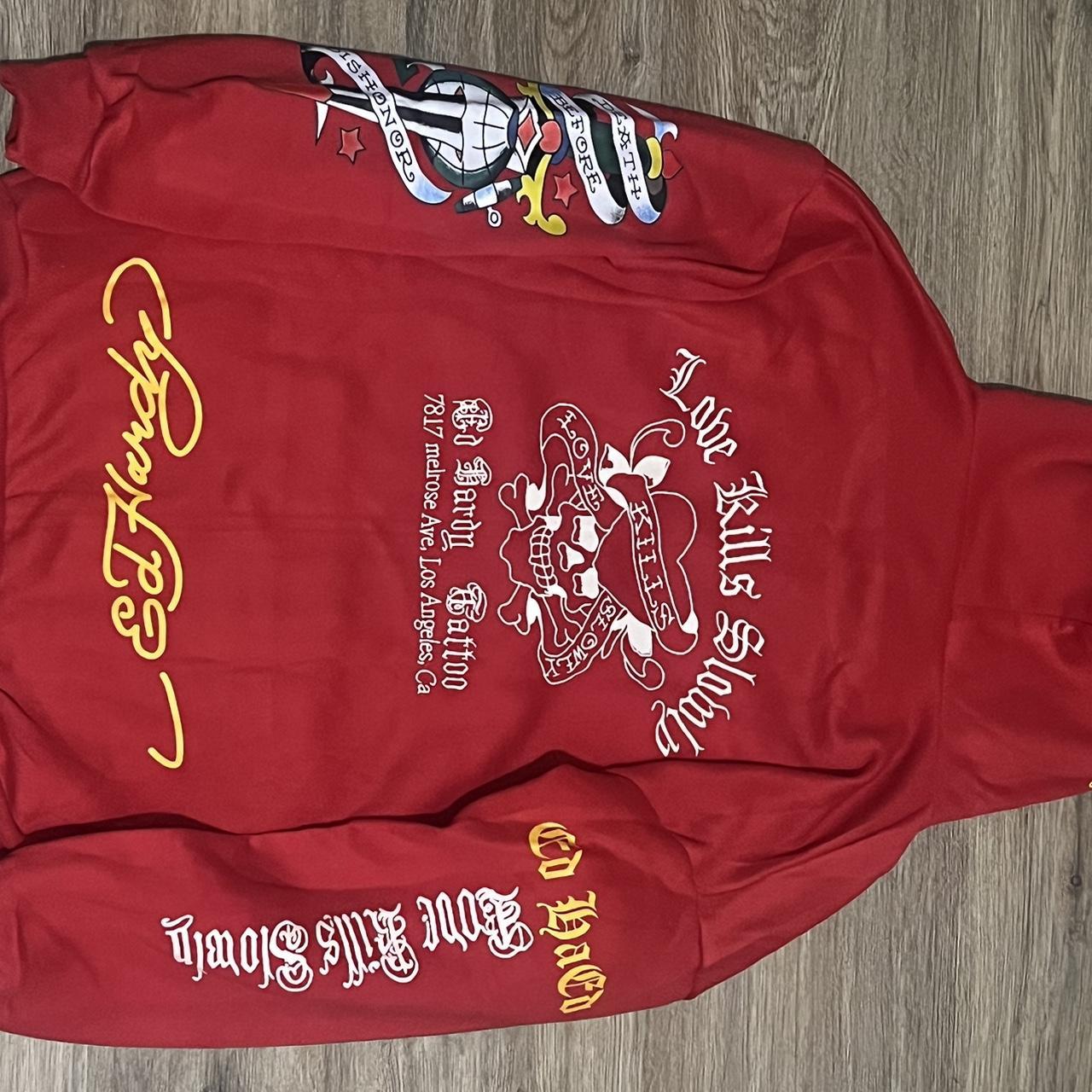 RED ED HARDY ZIP UP i accept most offers hmu - Depop