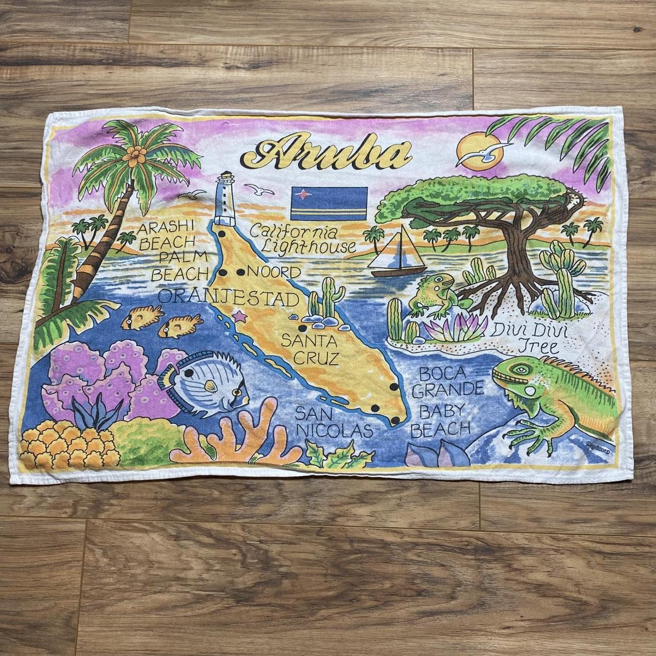 Vintage Aruba Map Small Tea Towel See photo for... | Depop