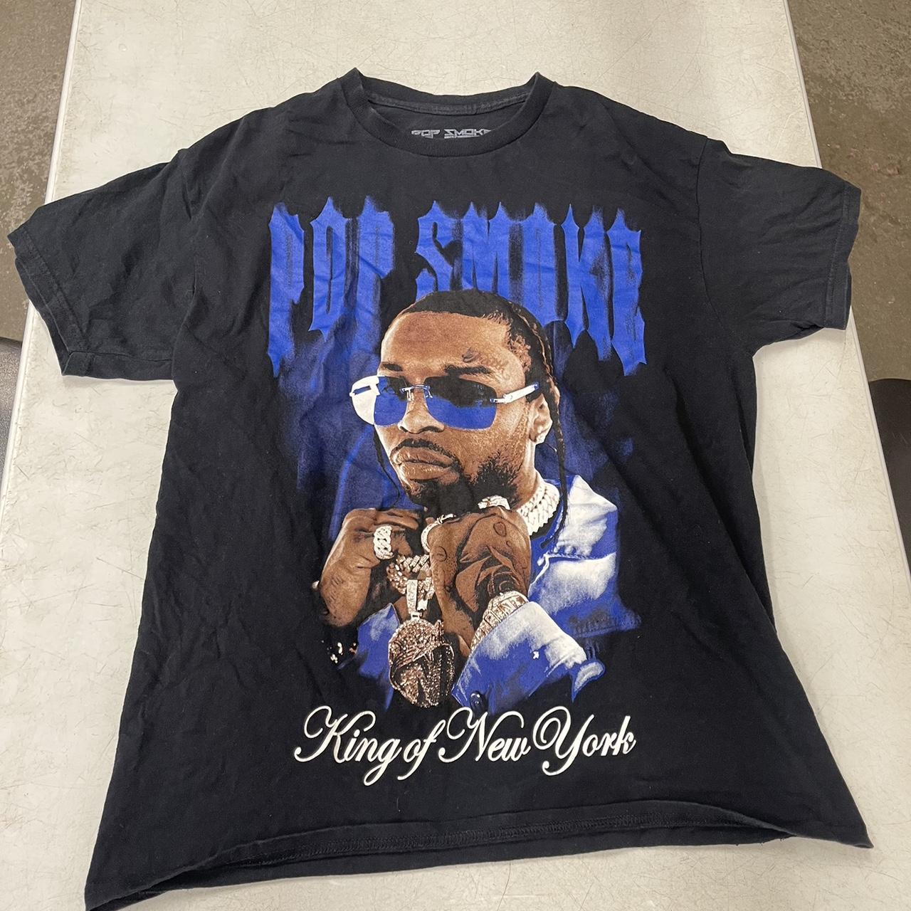 Large black pop smoke t- shirt - Depop
