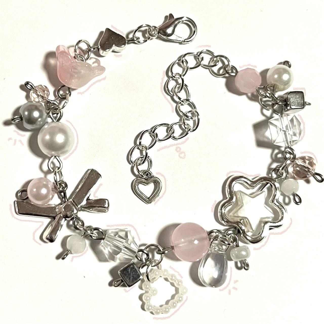 Handmade pastel pink charm bracelet #handmade... - Depop