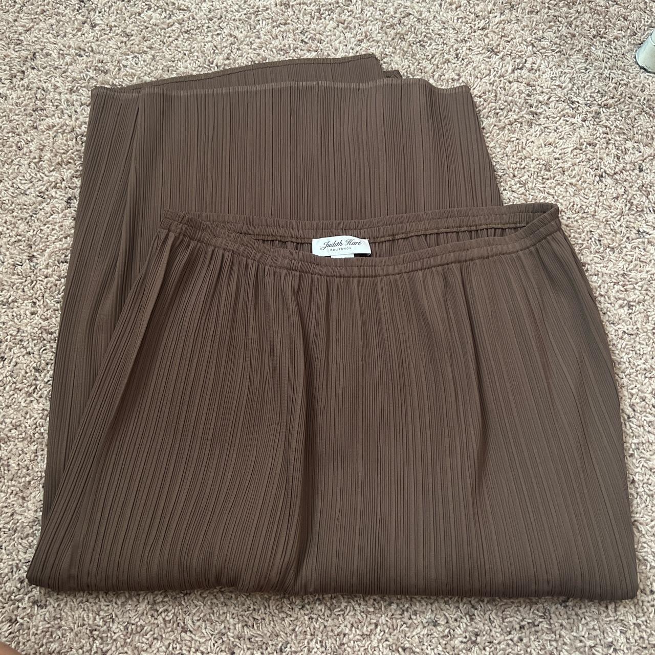 judith hart collection brand pleated brown skirt... - Depop