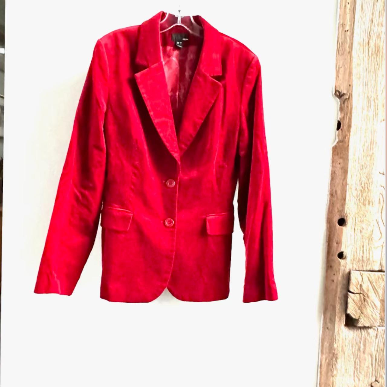 vintage H&M red velvet blazer - fully lined in like... - Depop