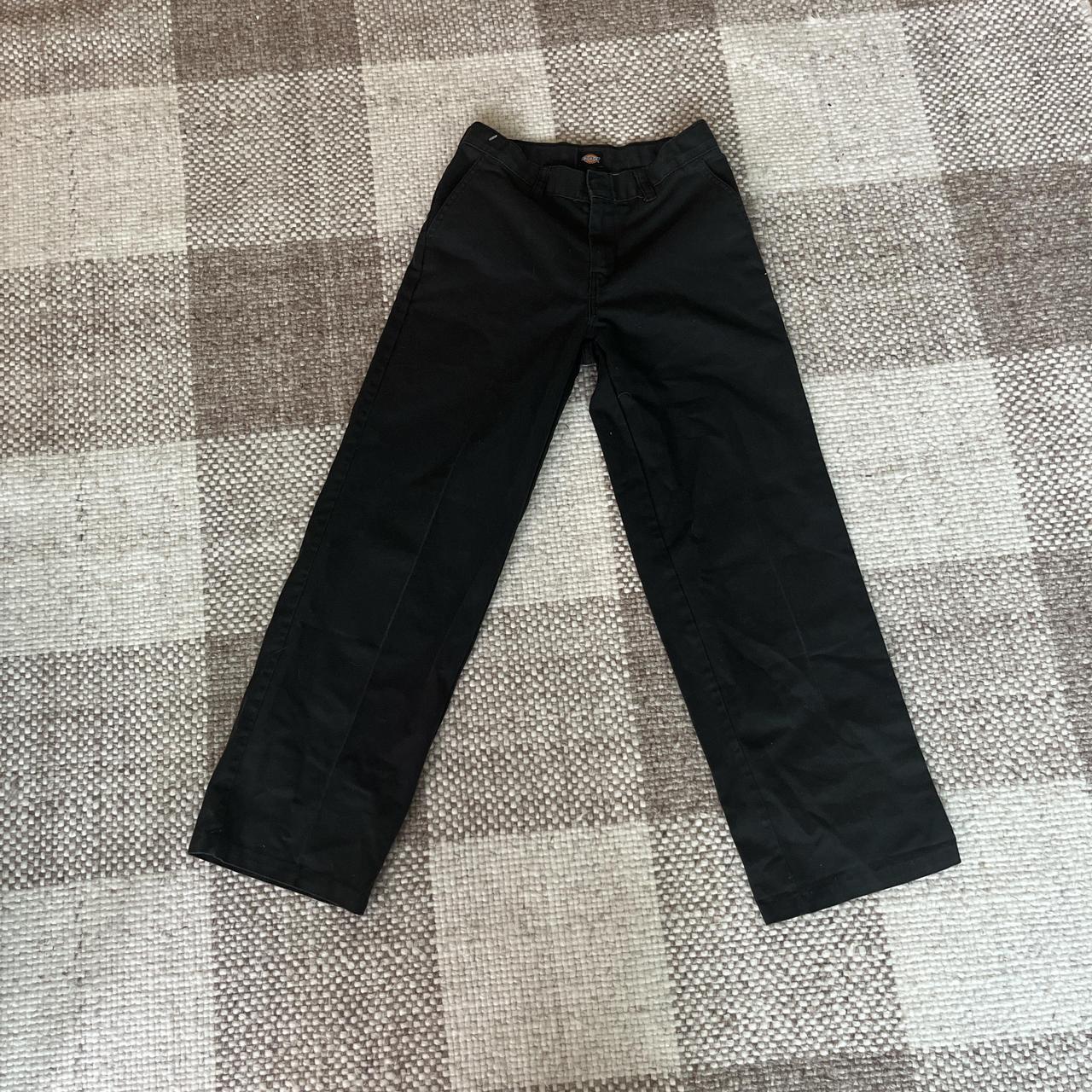 Kids wide legged black dickies. Has elastics to... - Depop