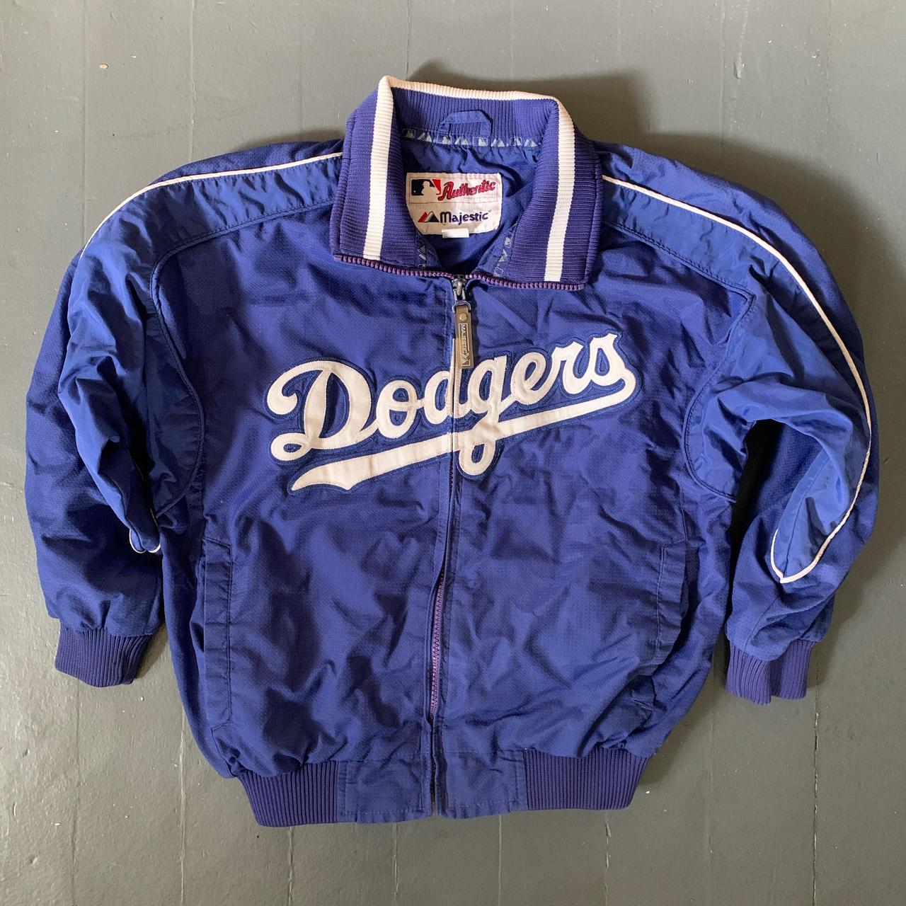 Vintage 90s Authentic Majestic Dodgers zip up jacket... - Depop