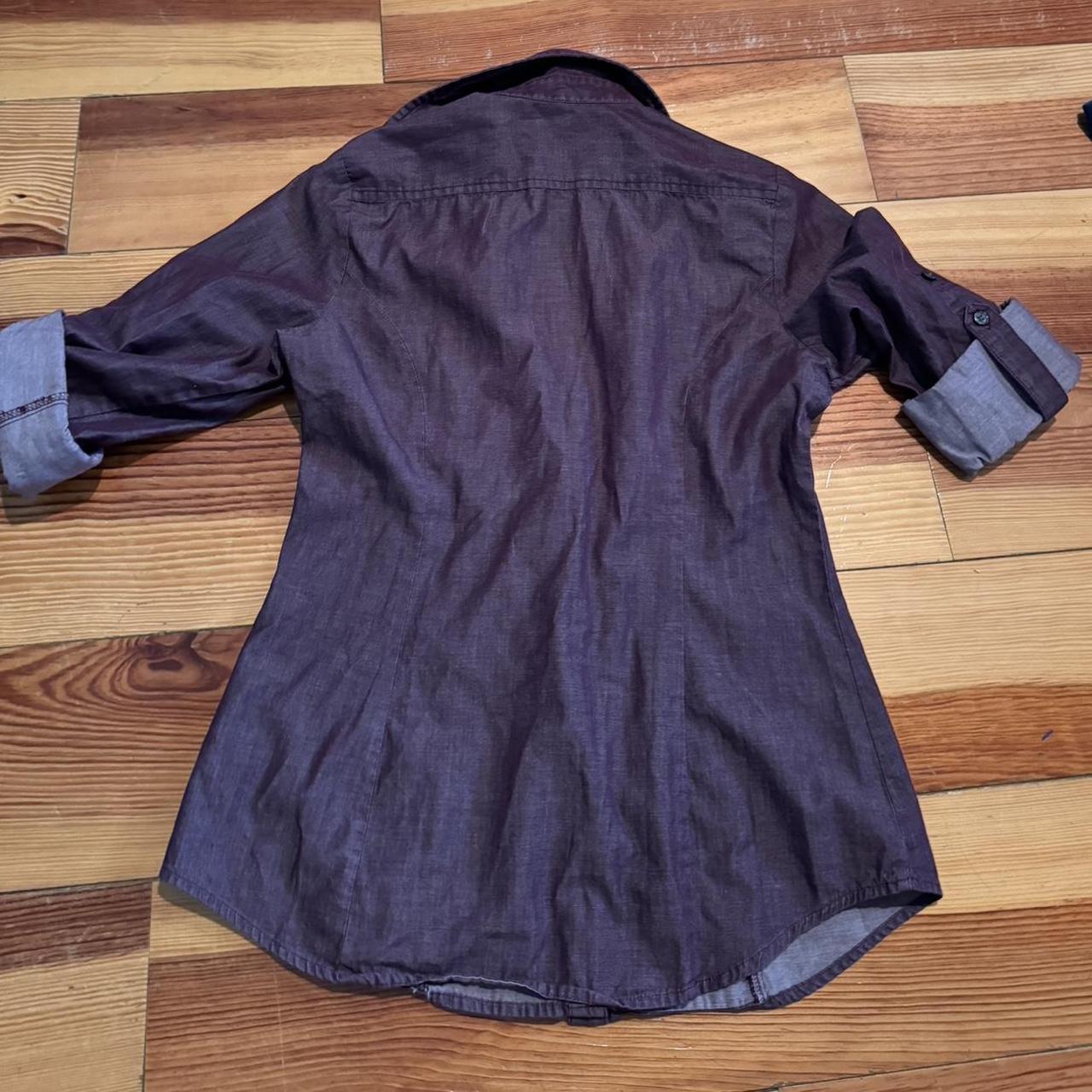 Purple button up blouse Size S/M #express #office... - Depop