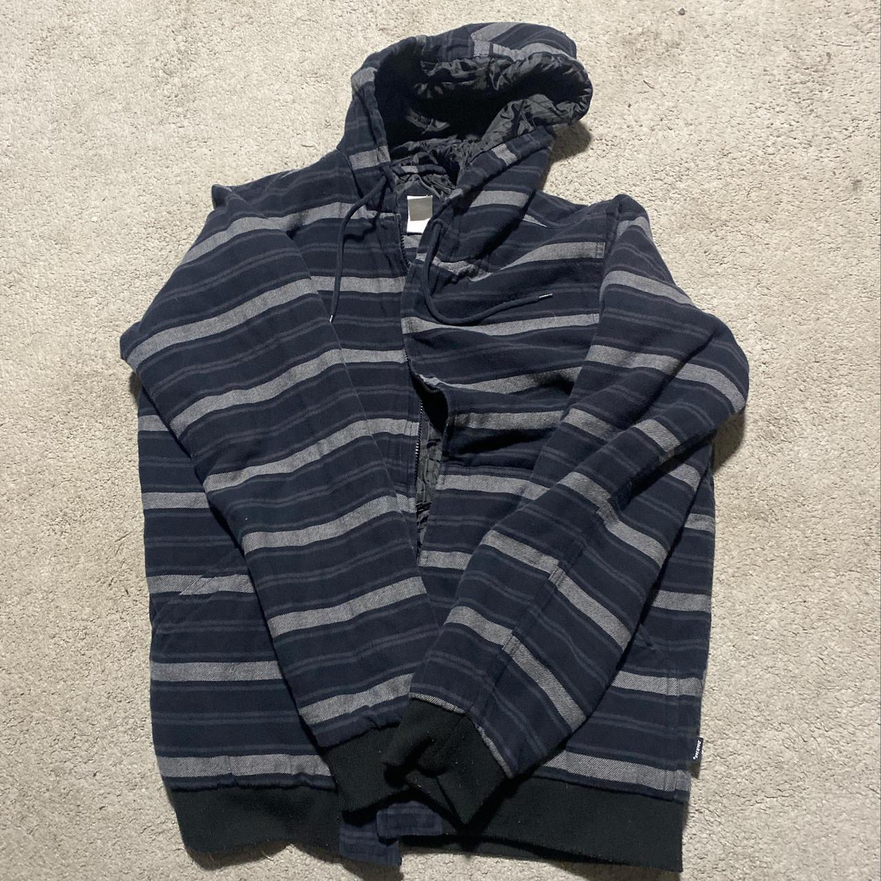 Dickies Black/Grey Striped Zip Up Jacket great... - Depop