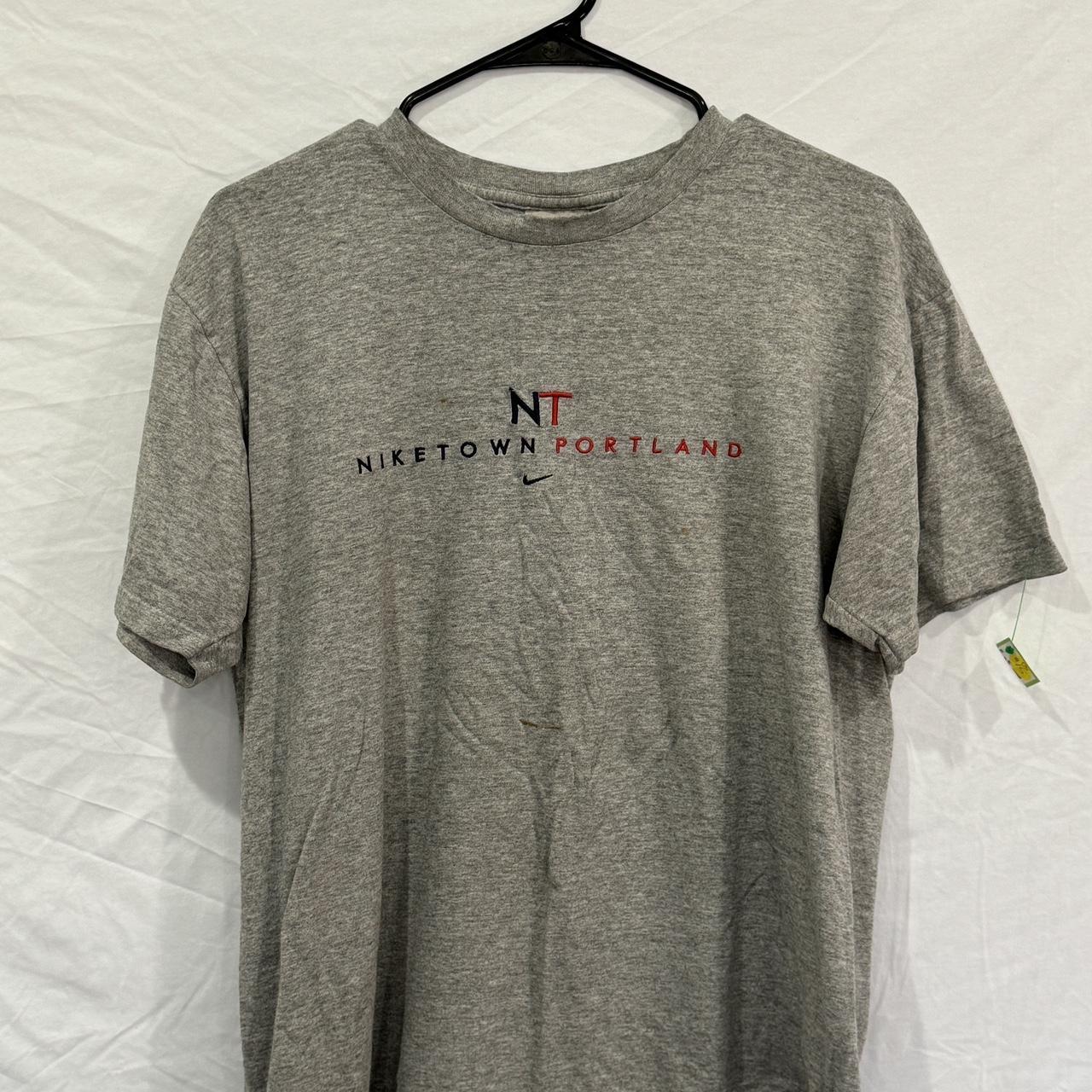 Niketown Portland athletic gray tshirt - worn - rare... - Depop