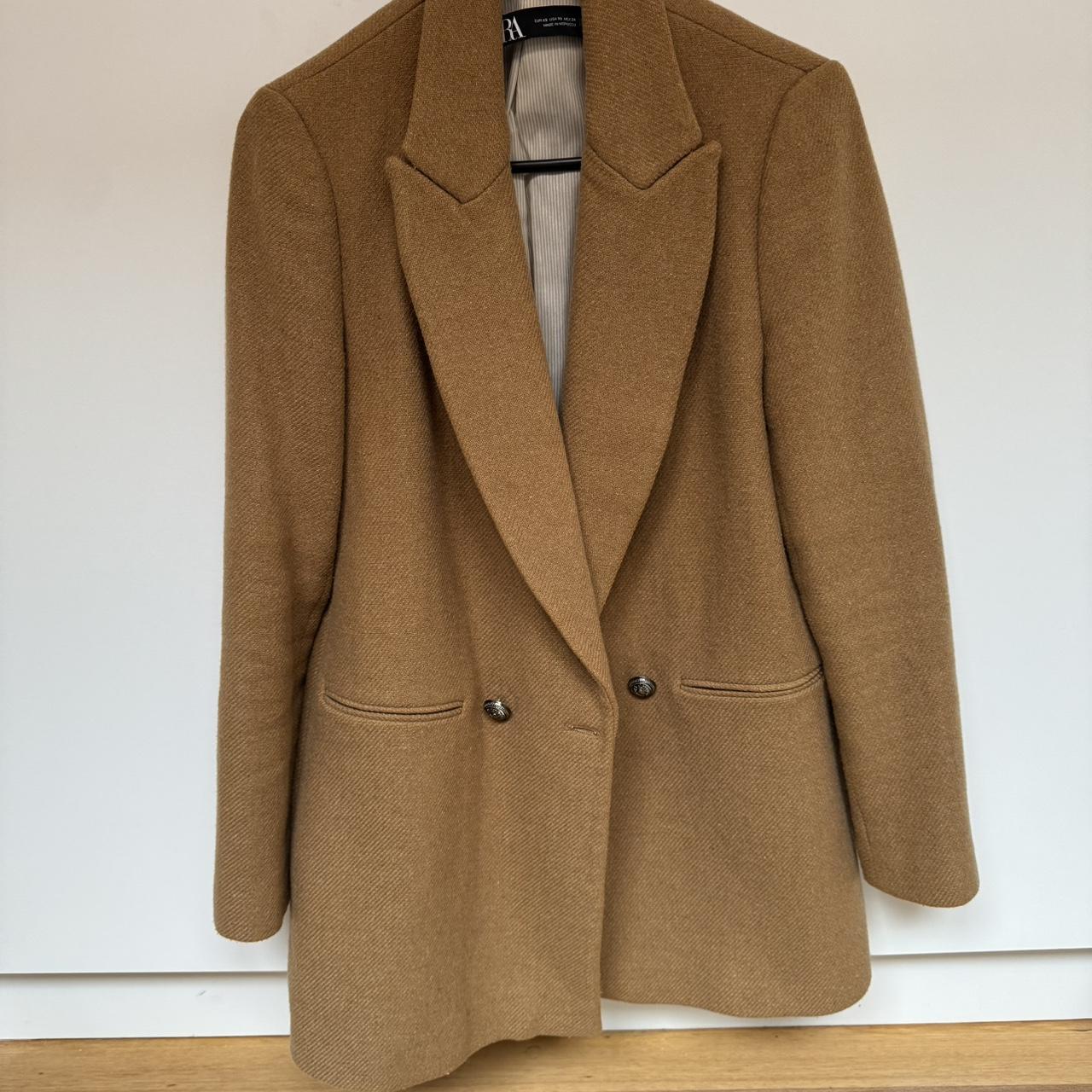 ZARA TAN OVERSIZED BLAZER XS - Depop