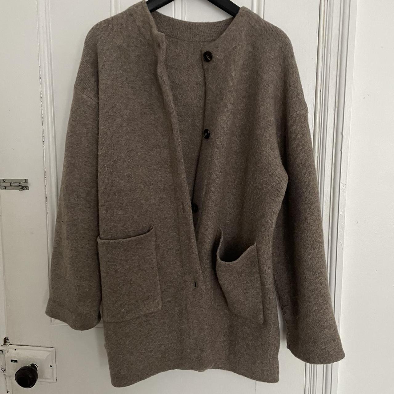 Commense oversized button longline wool jacket... - Depop