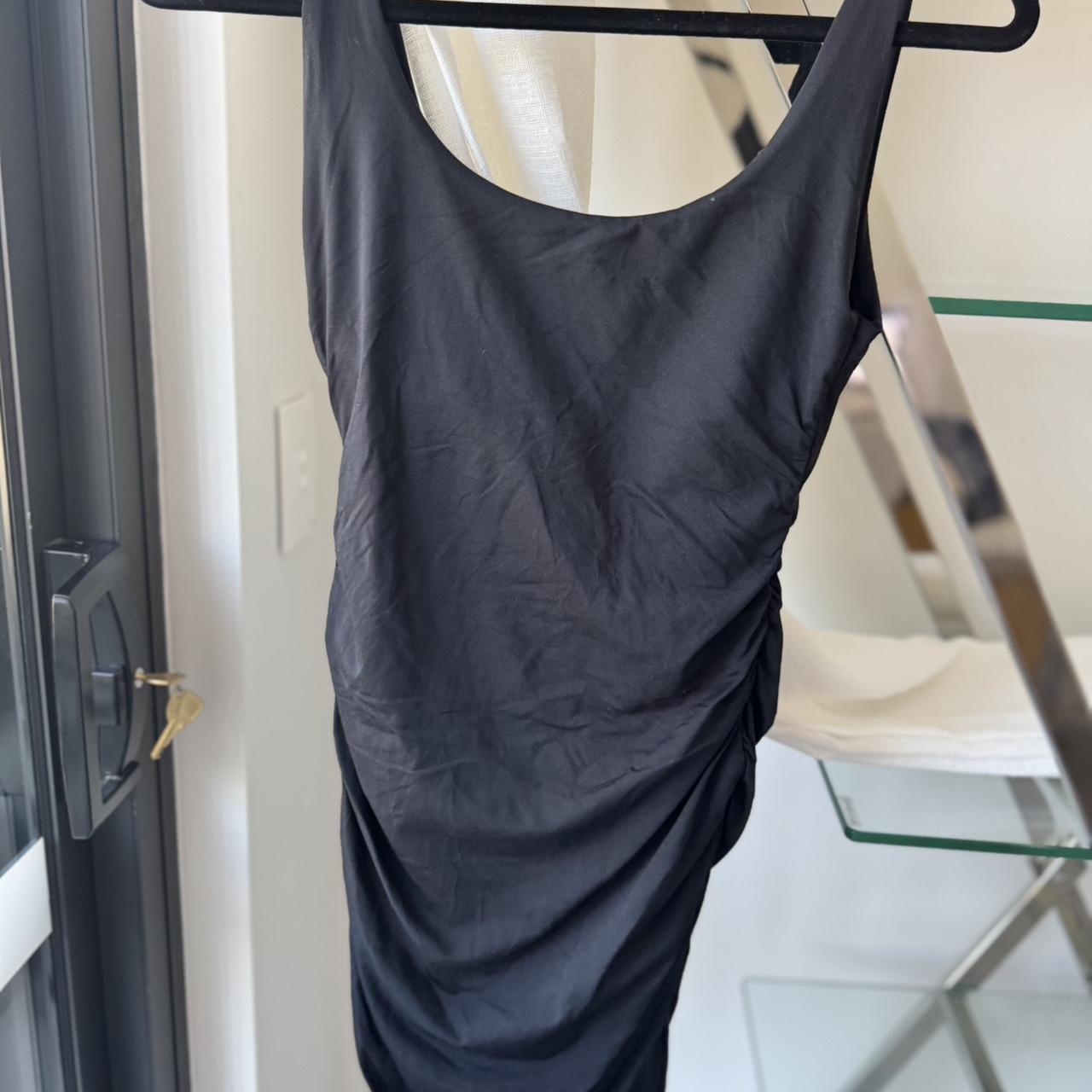 Kookai Black mini bodycon ruched sidemid-low back... - Depop