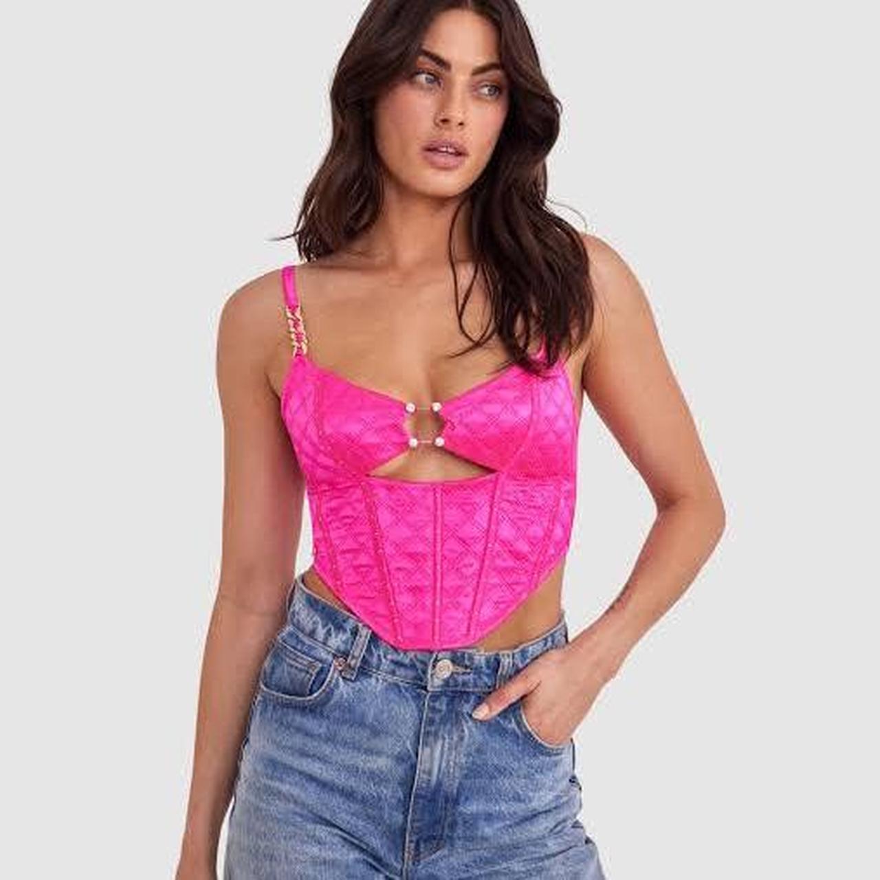 Hot Neon Pink Corset Top Lightly Worn Makes The Depop